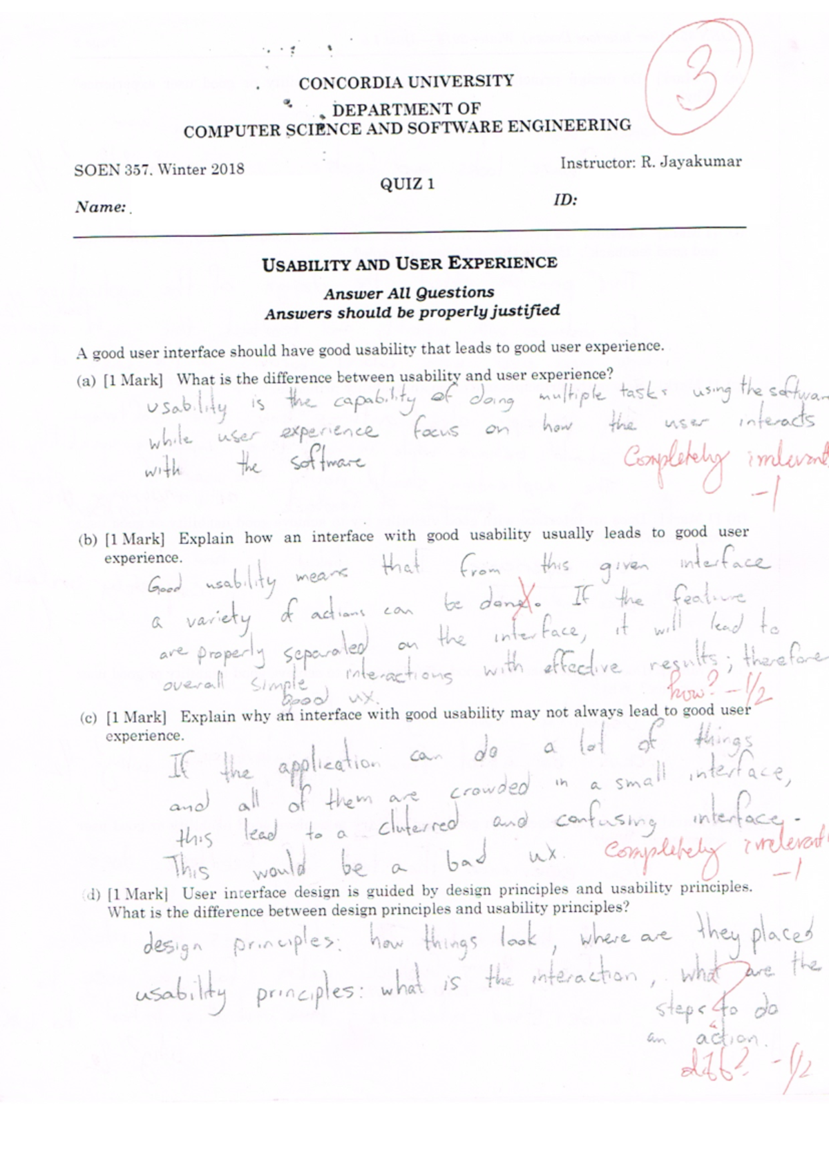 2018 Winter Quiz 1 Problems - SOEN 357 - Studocu
