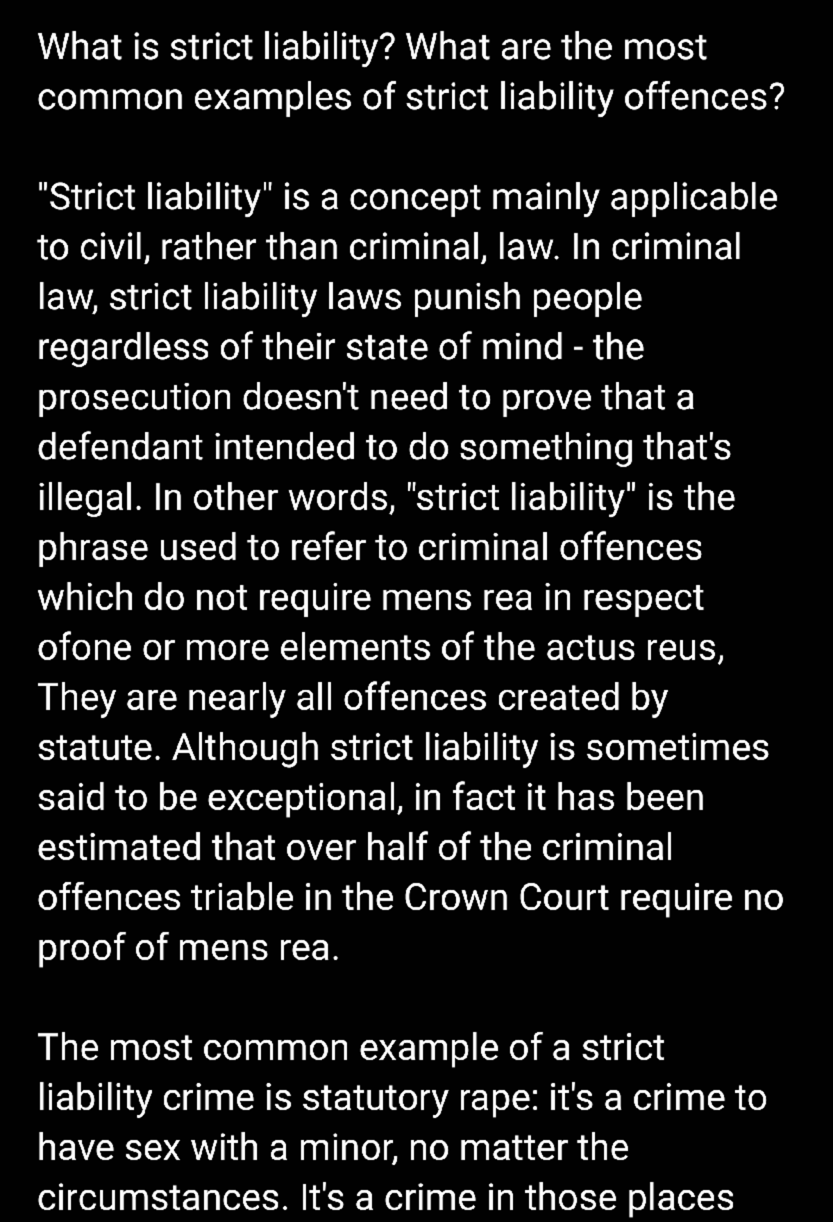 Strict liability - Criminal Law - Studocu