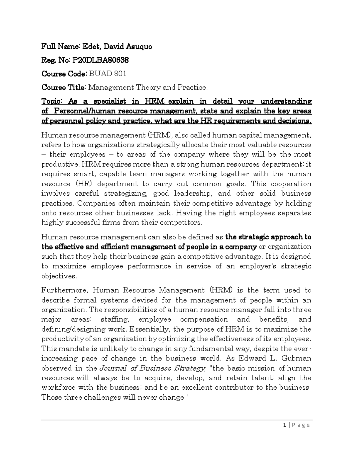 BUAD 801 Assignment - EDET, David Asuquo - Full Name: Edet, David ...