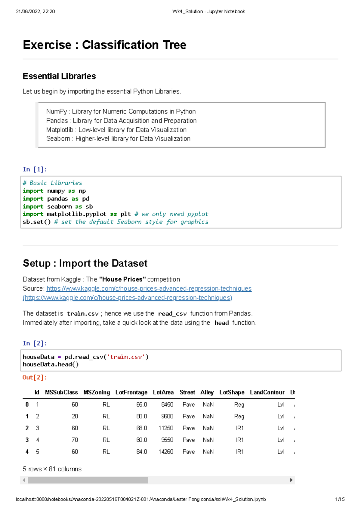 Wk4 Solution - Jupyter Notebook - Exercise : Classification Tree ...