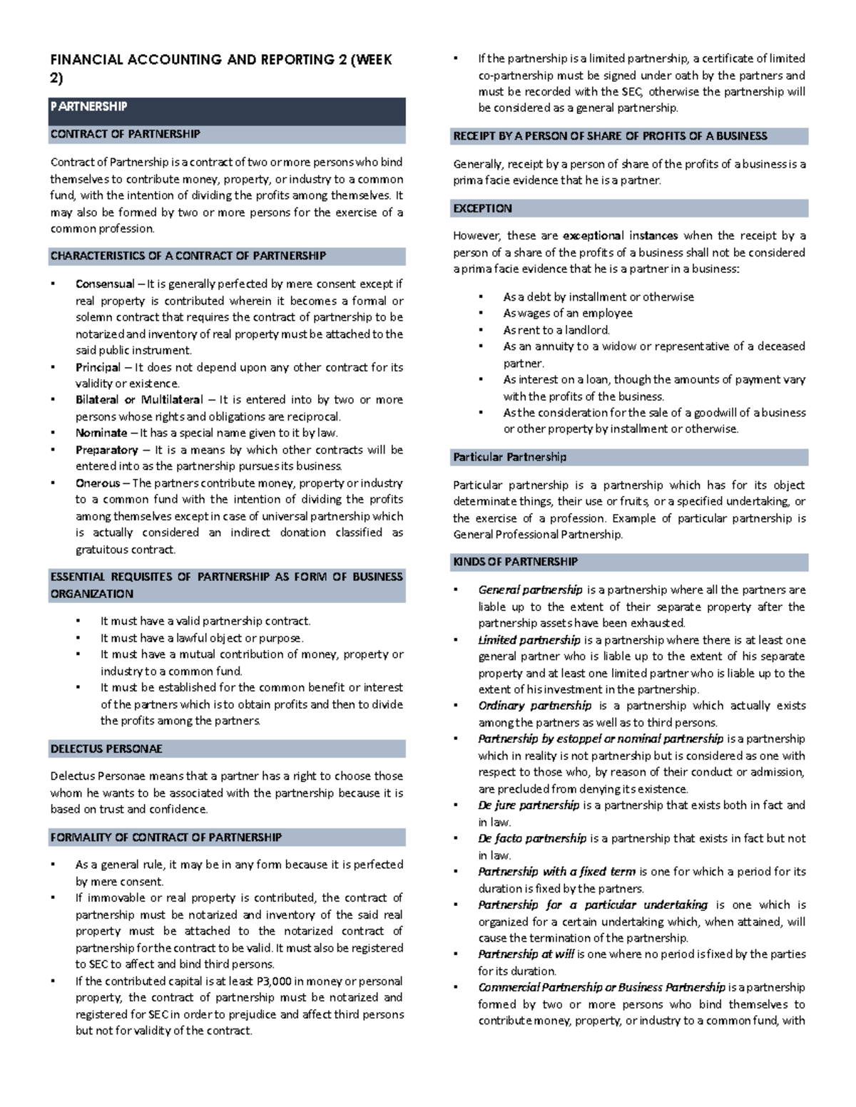 Introduction to Partnership - FINANCIAL ACCOUNTING AND REPORTING 2 ...