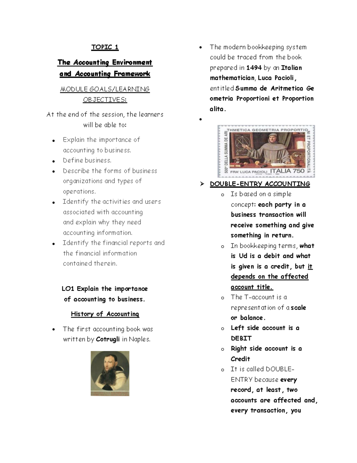 Integrated Accounting / FABM1 - TOPIC 1 The Accounting Environment and Accounting Framework ...