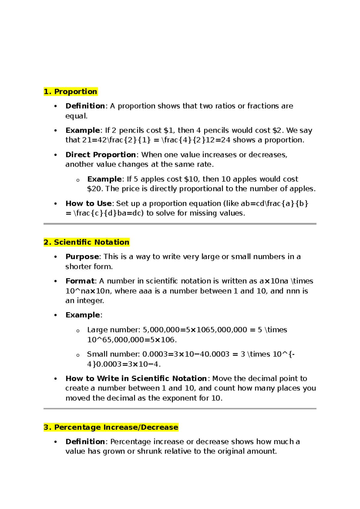 Real Numbers Topics and defination - Proportion Definition: A ...