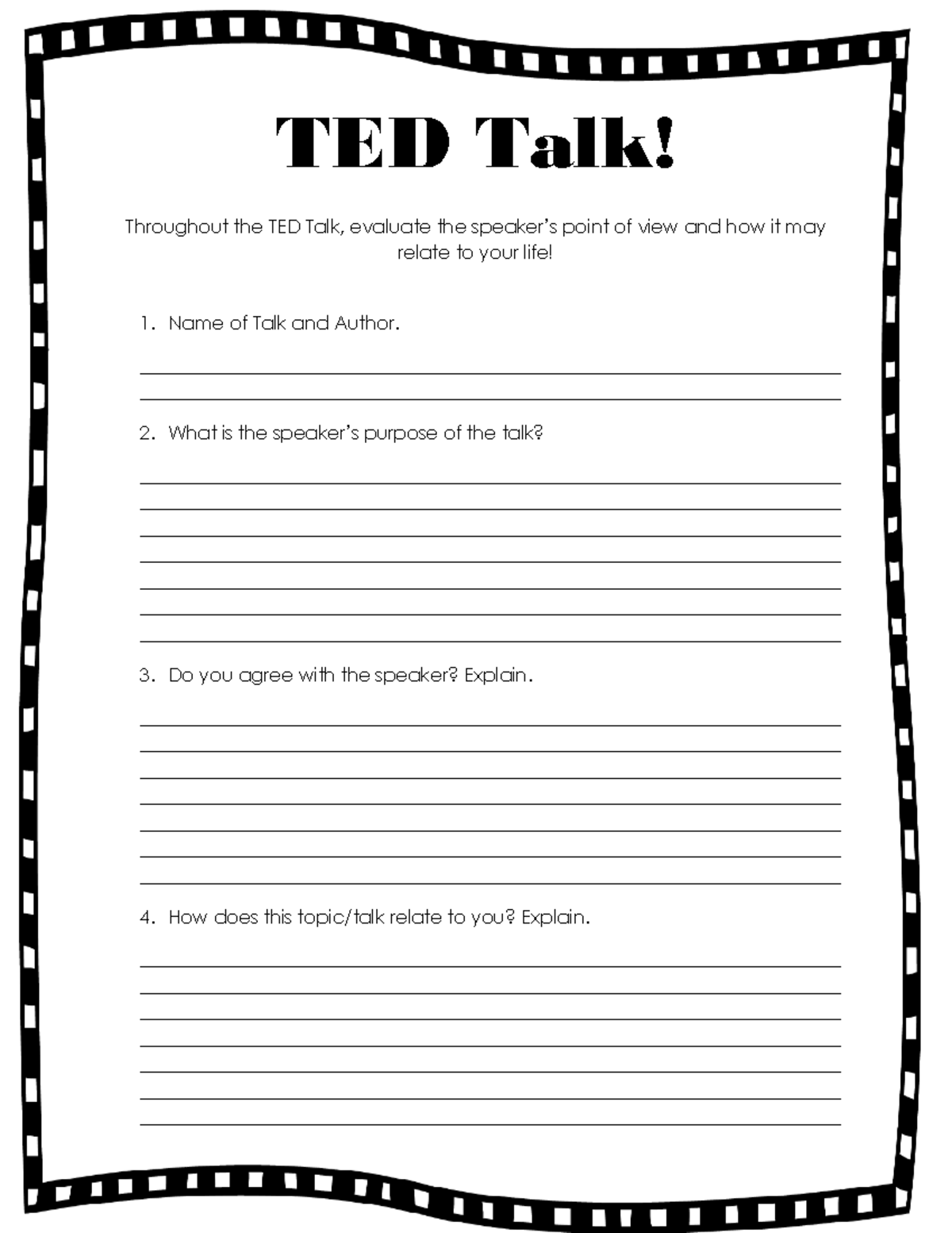 TEDTalk Questionnaire - Name ...