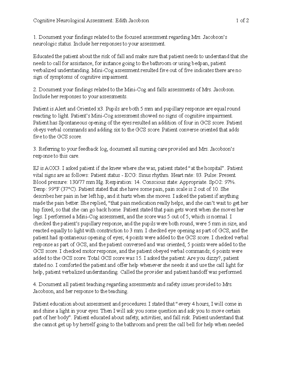 Cognitive Neurological Assessment: Edith Jacobson - Jacobson’s ...