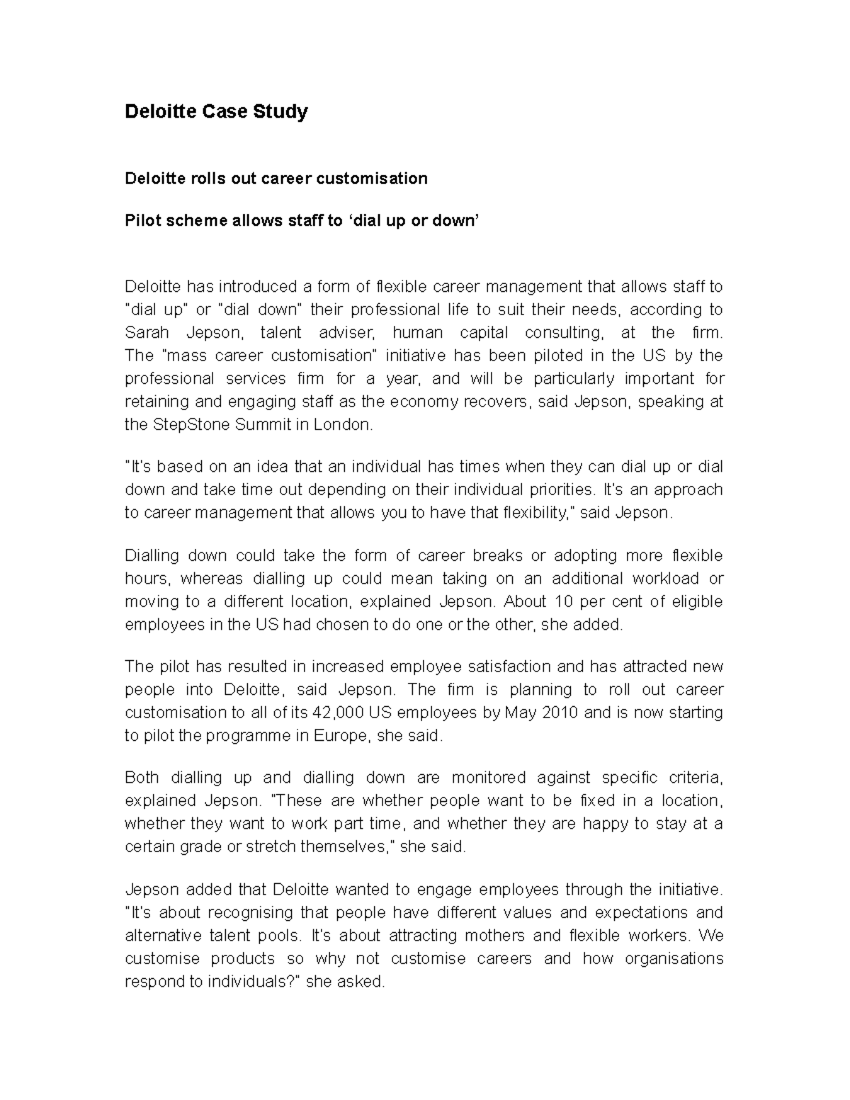 Carerr development - Deloitte Case Study Deloitte rolls out career ...