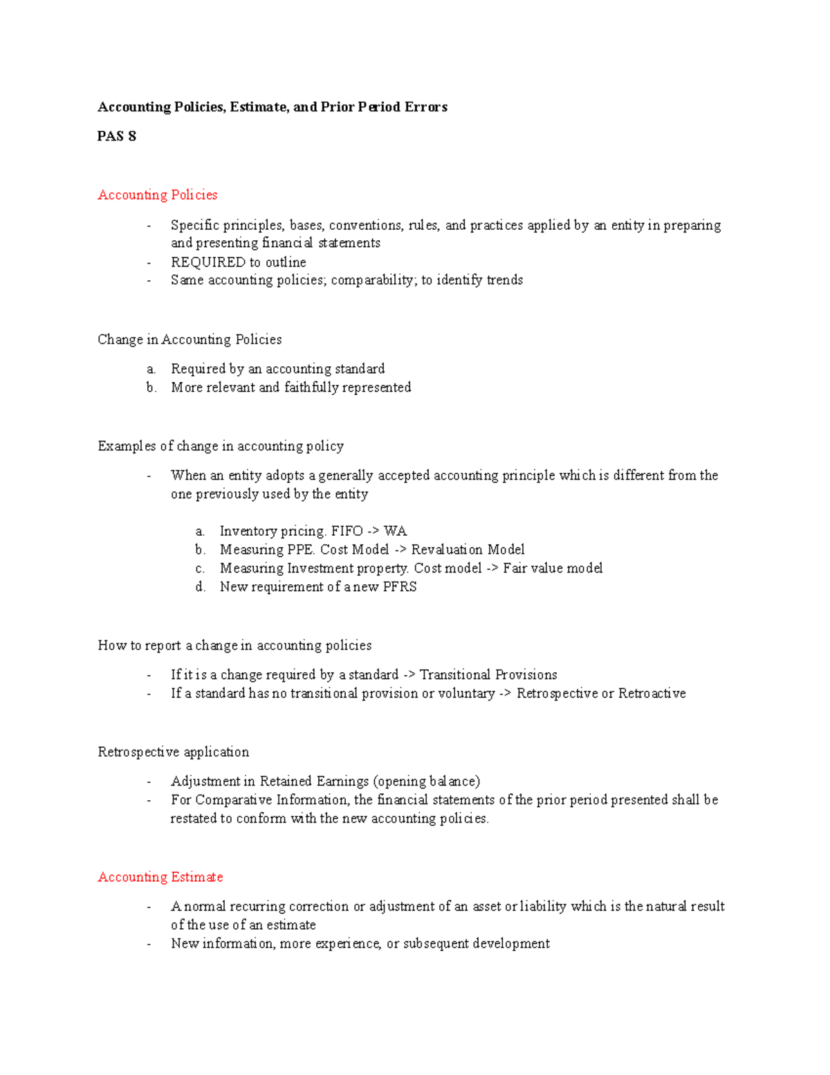 Accounting Policies, Estimate, and Prior Period Errors - Required by an ...