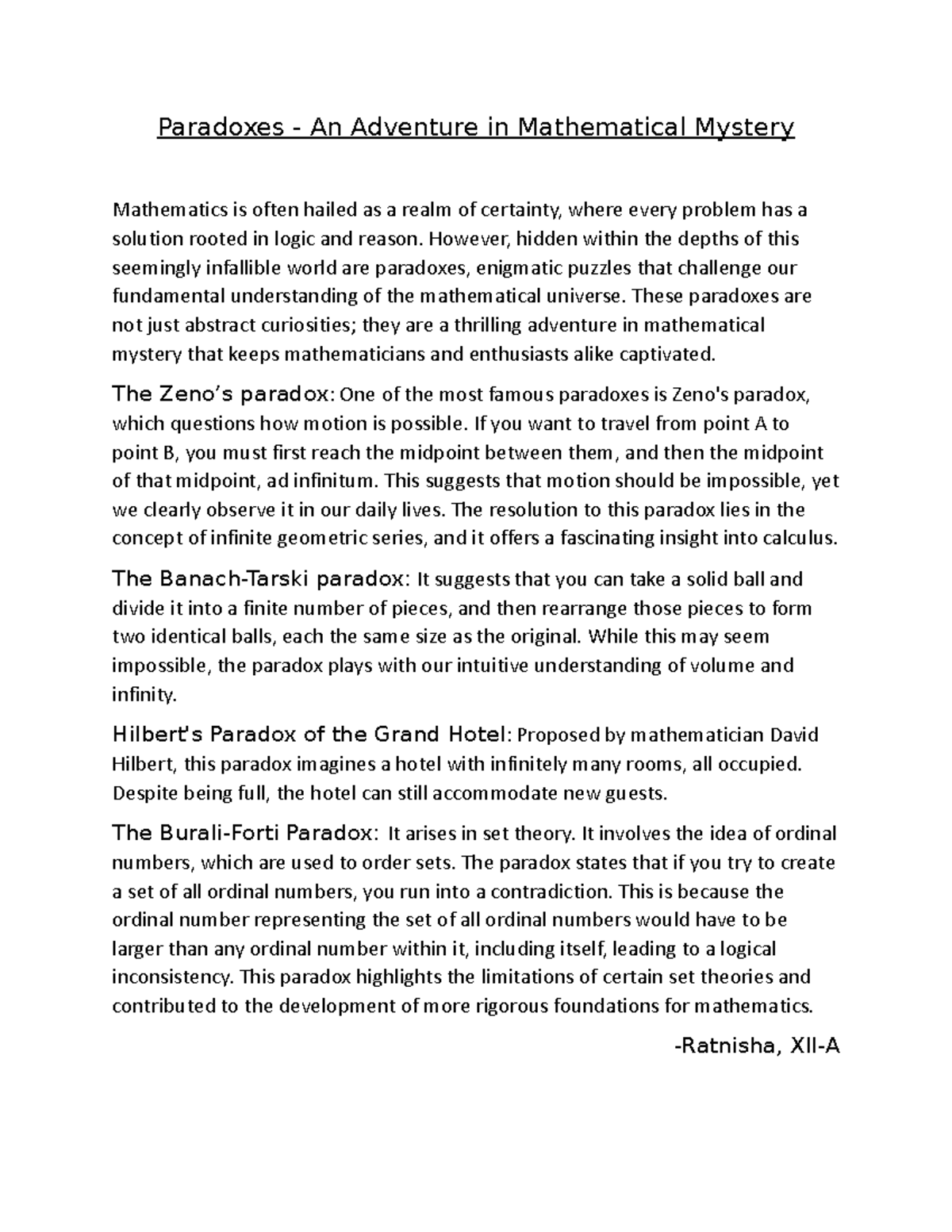 Paradoxes of mathematics - Paradoxes - An Adventure in Mathematical ...