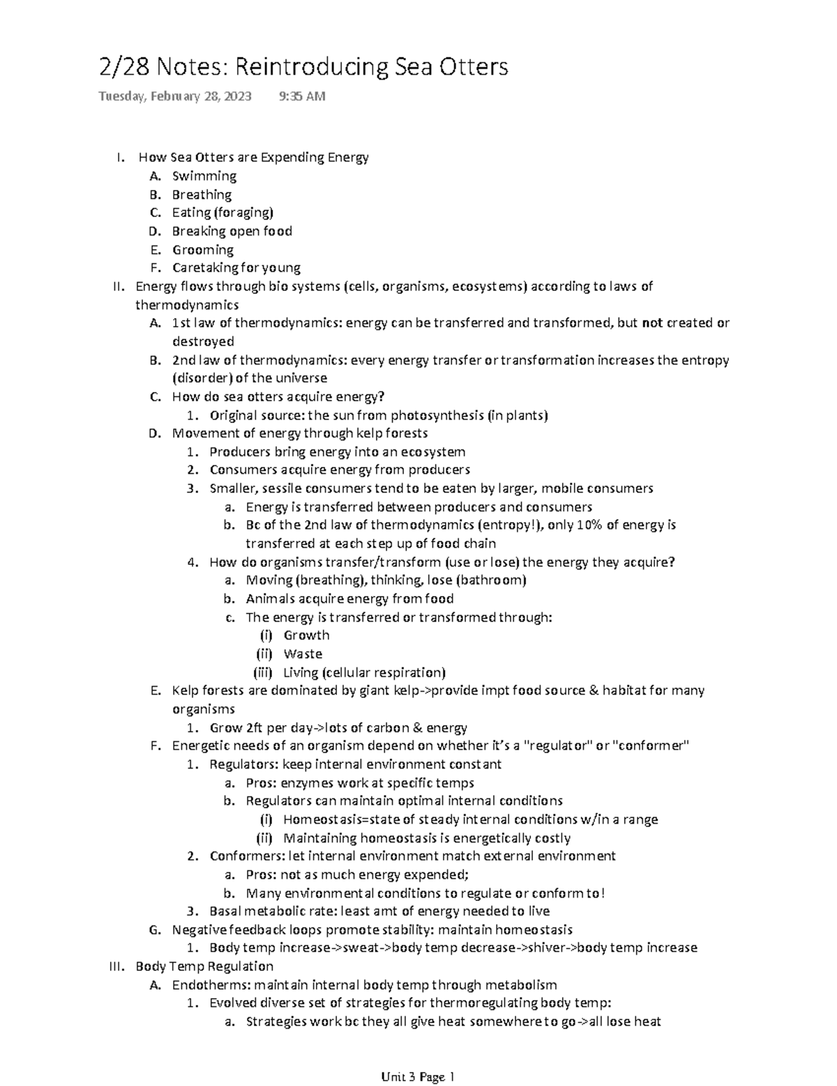 Unit 3: Reintroducing Sea Otters Notes - How Sea Otters are Expending ...