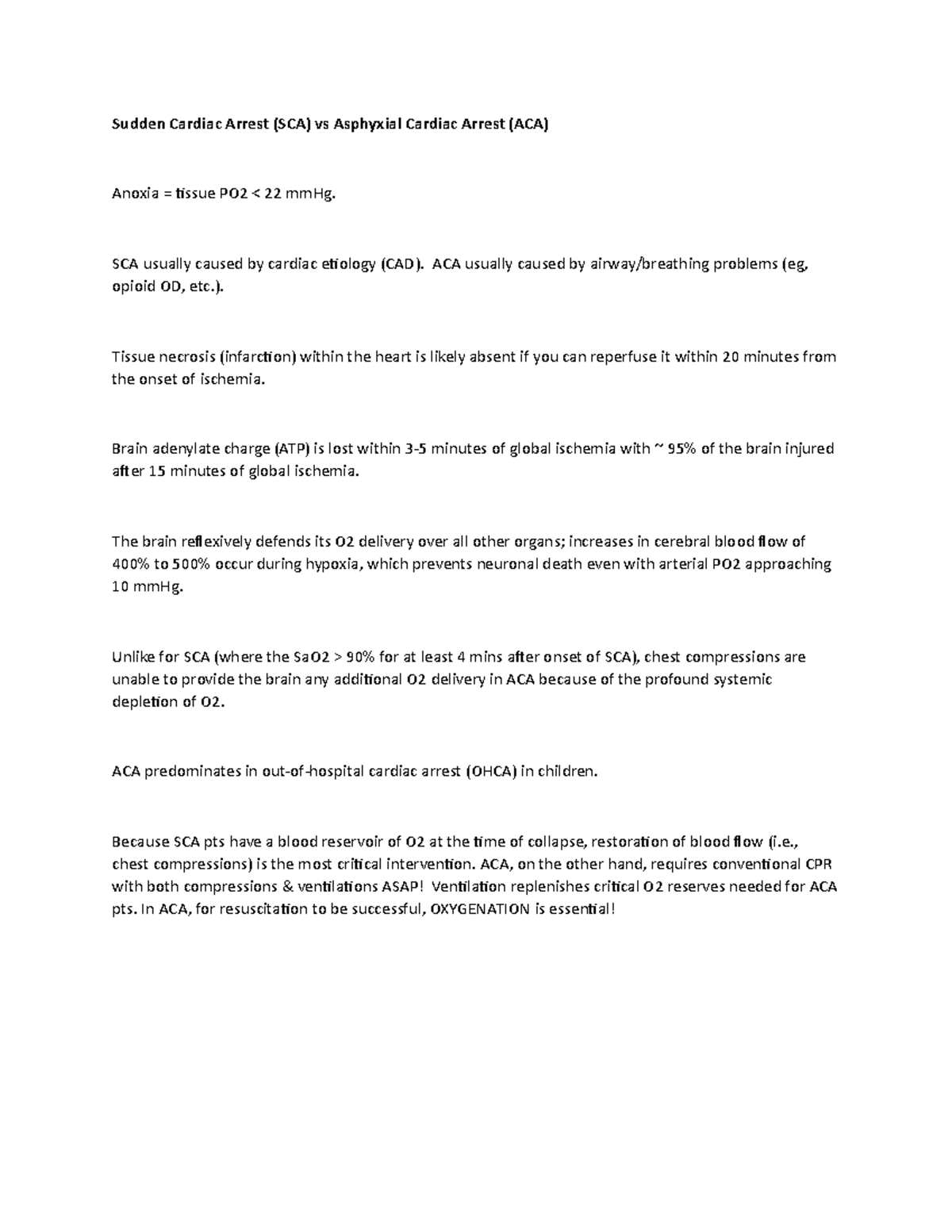 SCA vs ACA - sudden cardiac arrest - Sudden Cardiac Arrest (SCA) vs ...