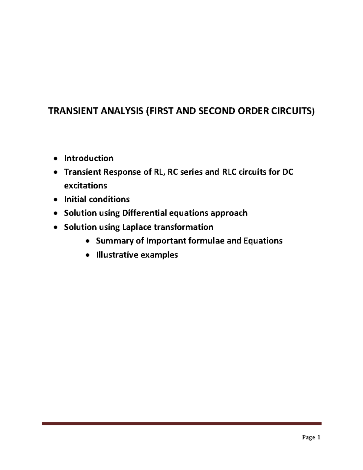 Transient Analysis ( First AND Second Order Circuits) - Electrical ...