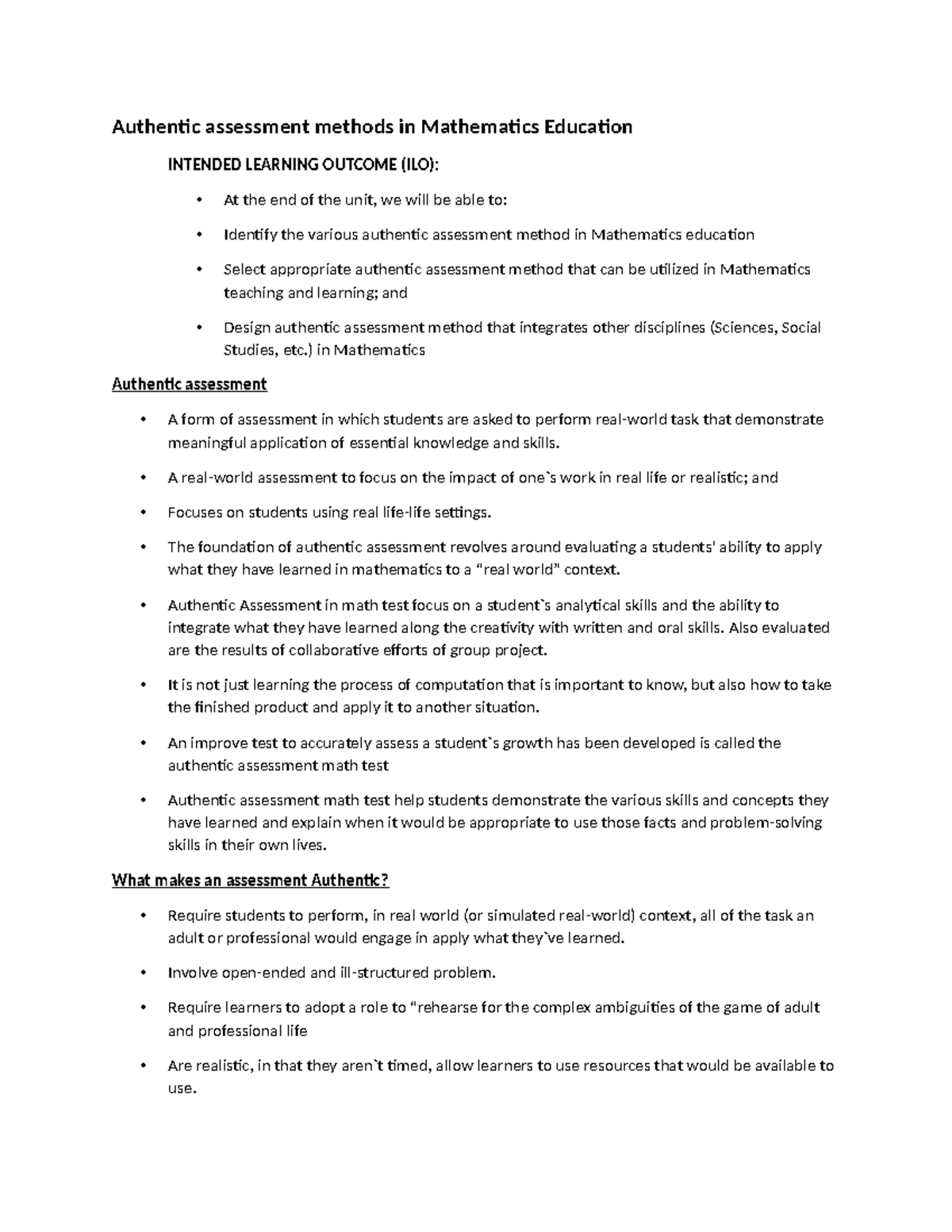 4 - reportings - Authentic assessment methods in Mathematics Education ...