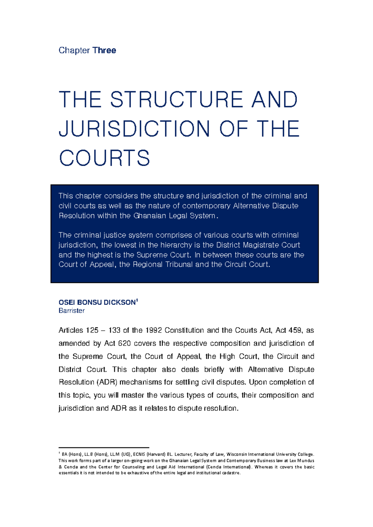 Structure of the Courts - Chapter Three THE STRUCTURE AND JURISDICTION ...