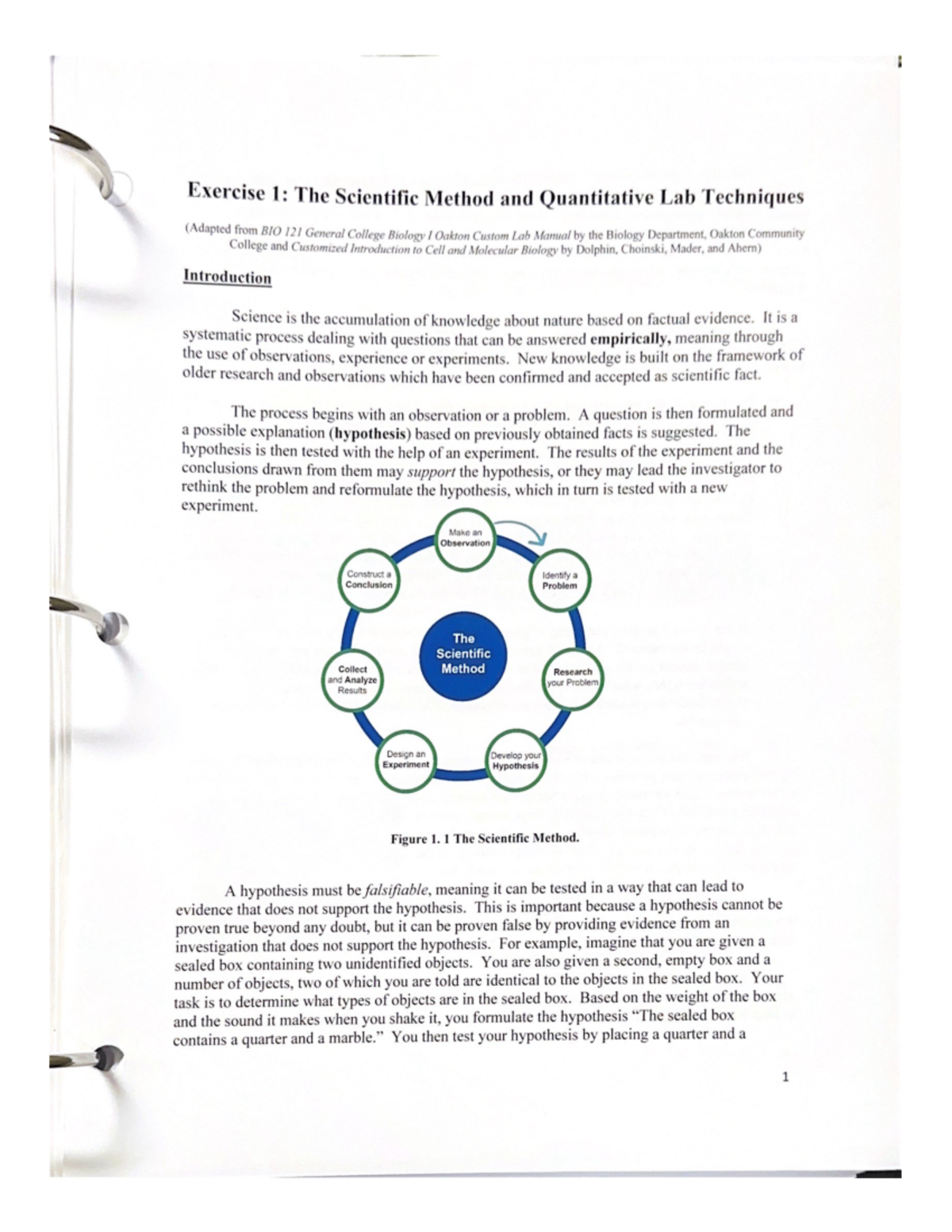 Exercise 1 The Scientific Method and Quantitative Lab Techniques ...