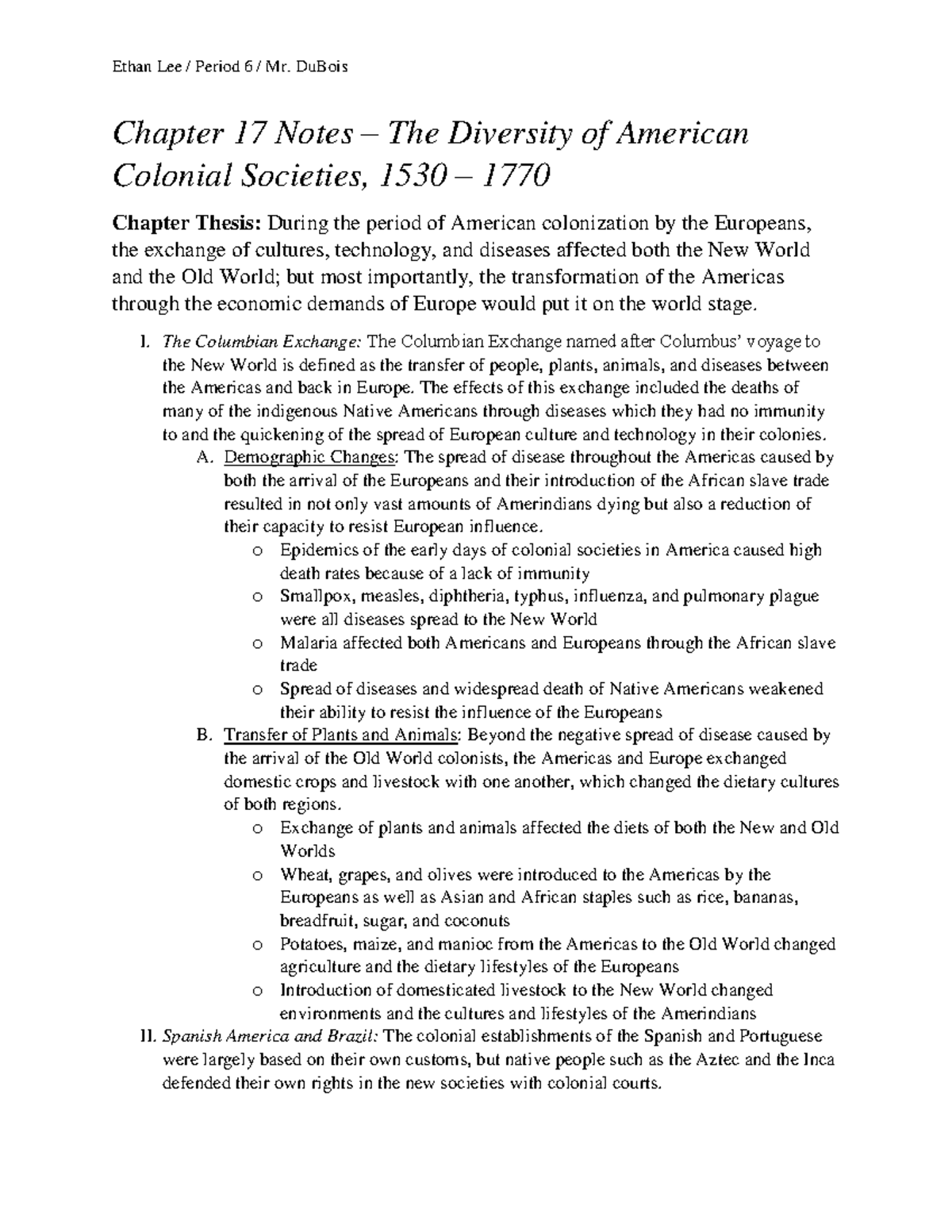 Chapter 17 Notes - Ethan Lee / Period 6 / Mr. DuBois Chapter 17 Notes ...