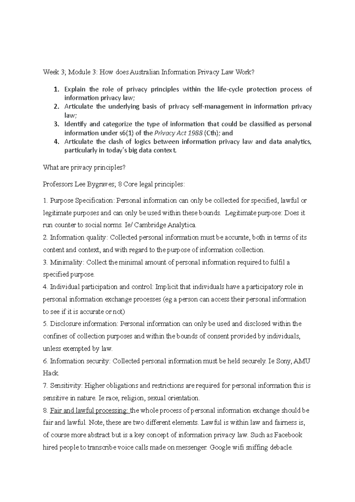 Week 3 LLB250 - Lecture notes 3 - Week 3; Module 3: How does Australian ...