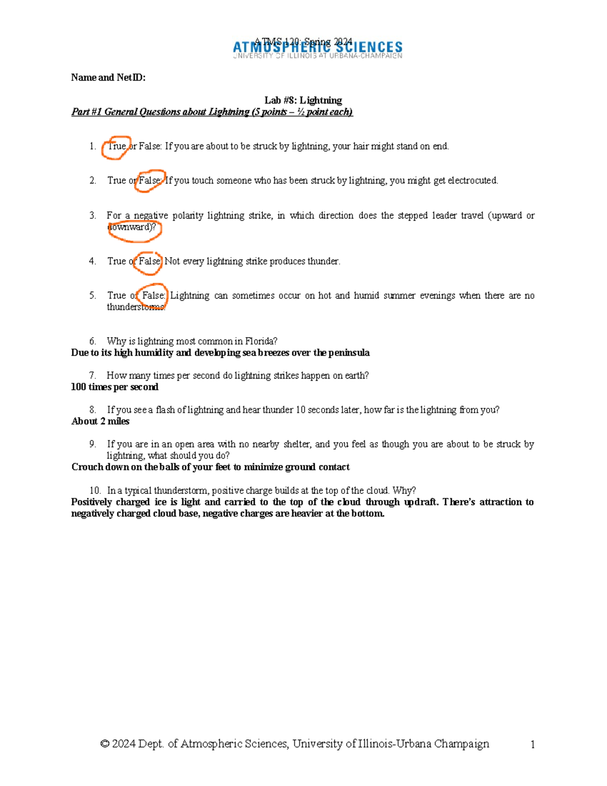 Lab 8 - lab 8 - Name and NetID: Lab #8: Lightning Part #1 General ...