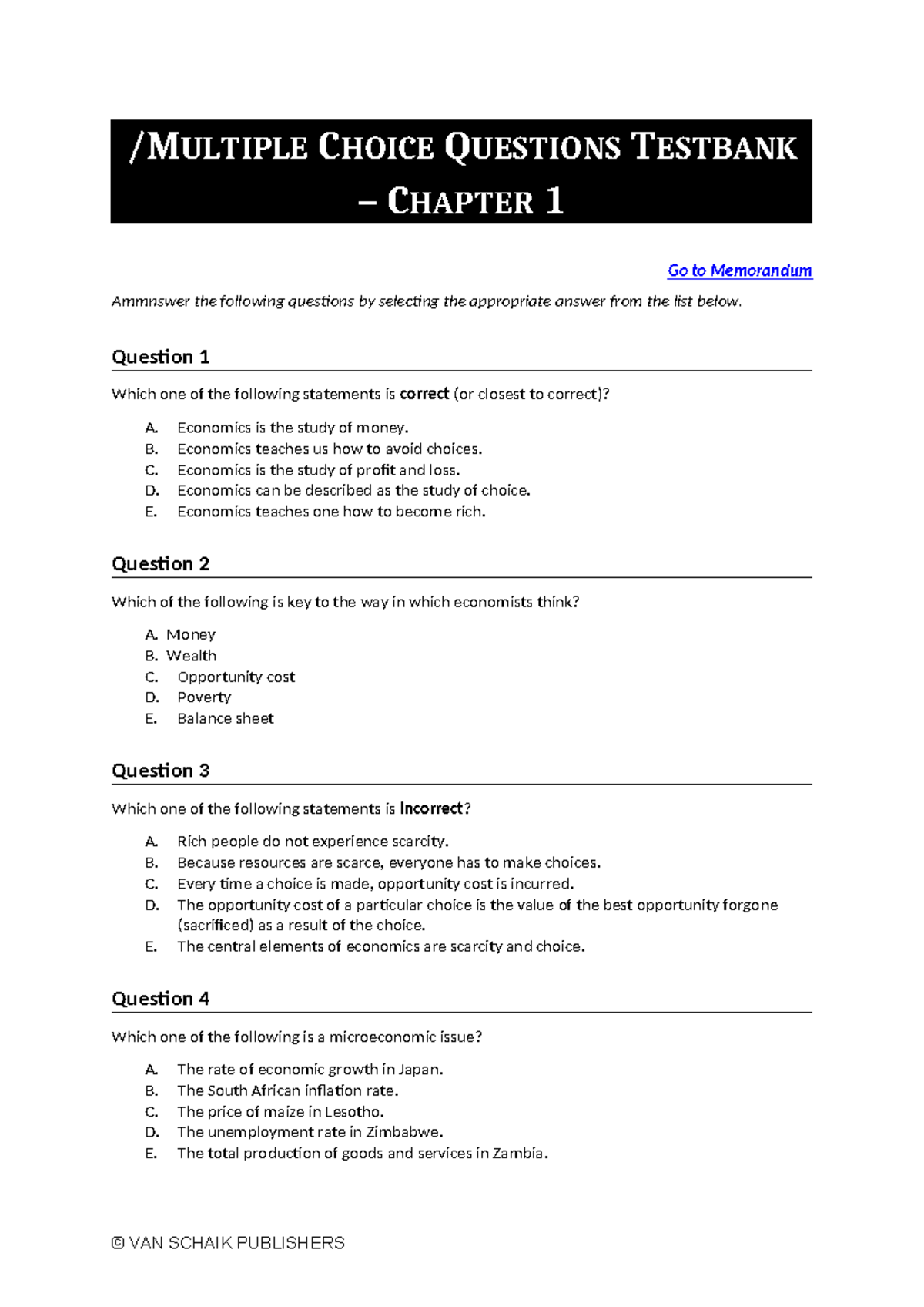 Economics 5 MCQ C1 - Copy - /MULTIPLE CHOICE QUESTIONS TESTBANK ...
