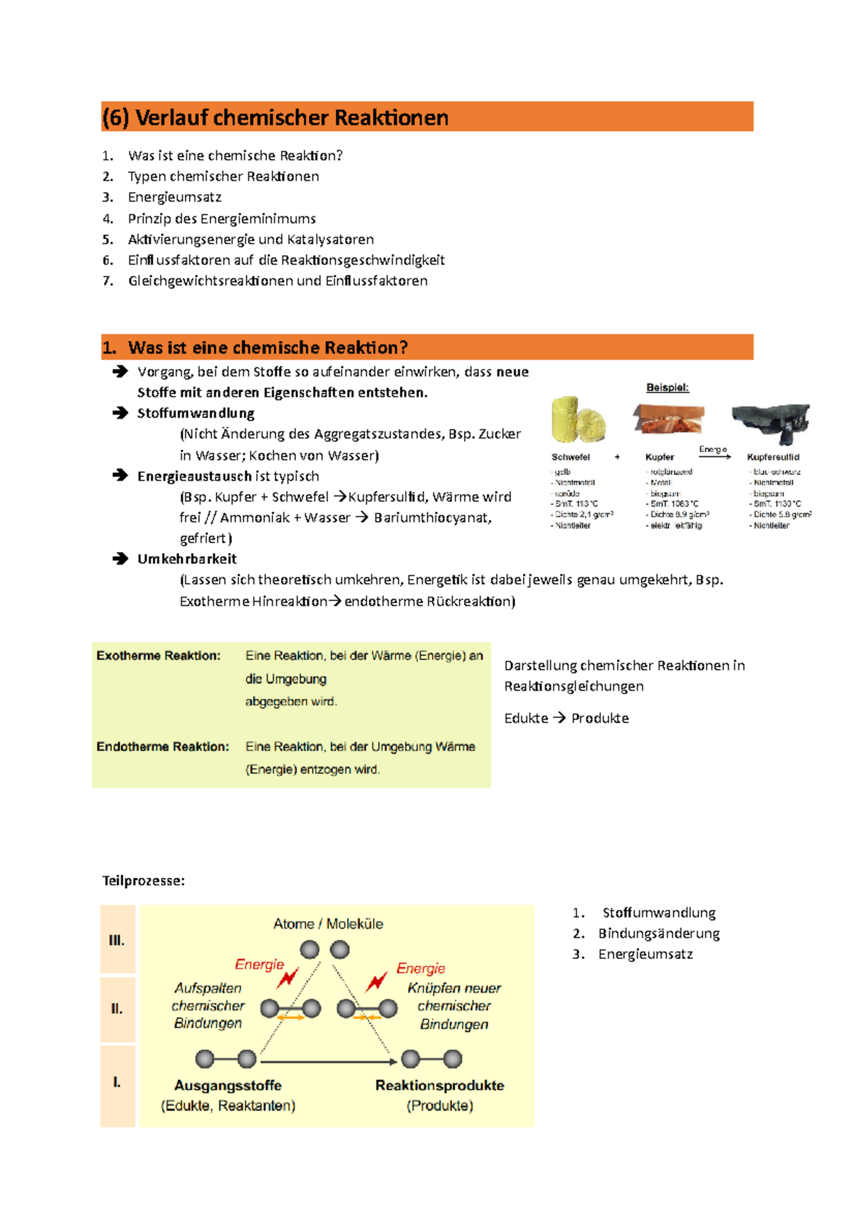 (6) Verlauf chemischer Reaktionen - (6) Verlauf chemischer Reaktionen ...