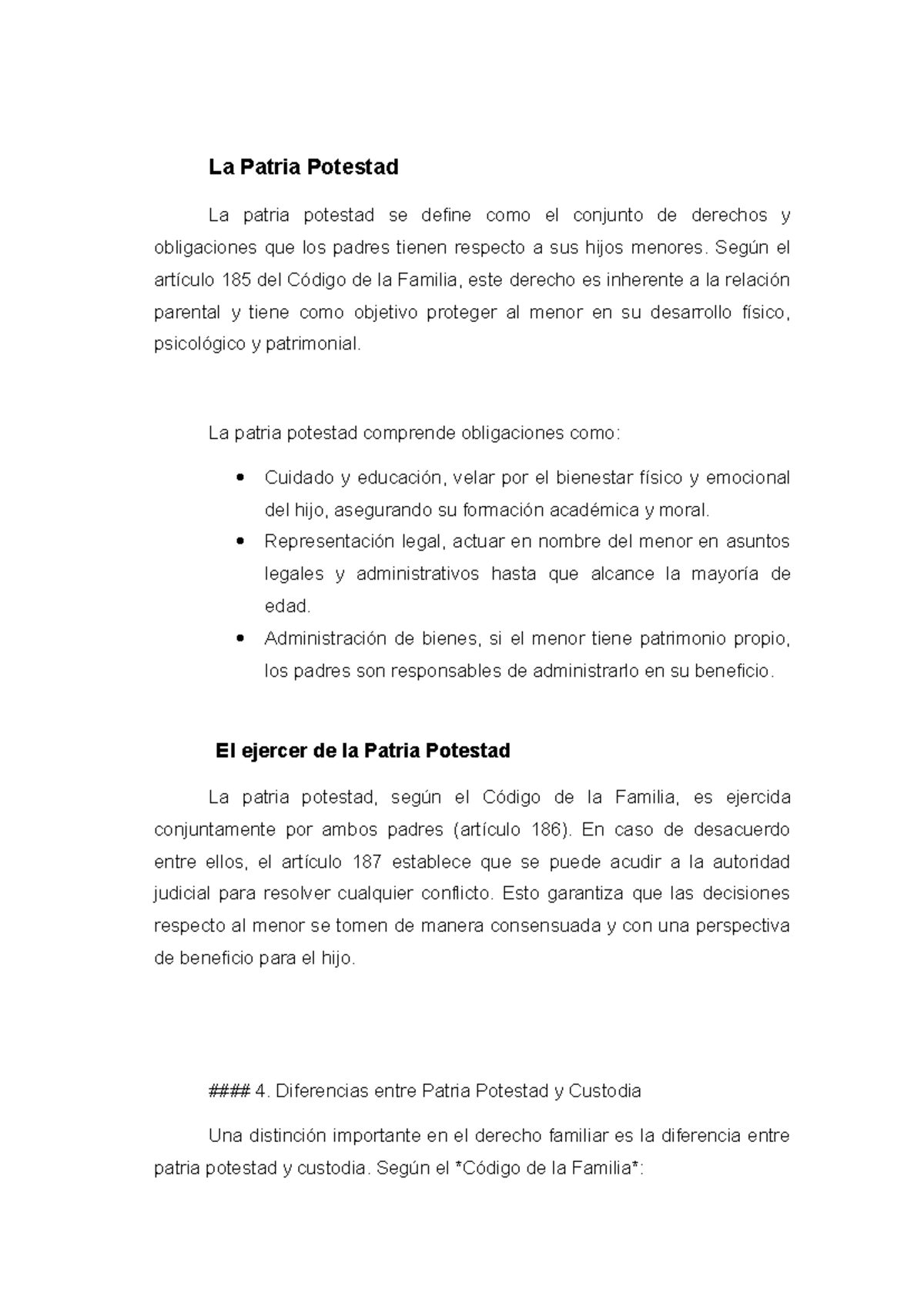 Introducción - patria - La Patria Potestad La patria potestad se define ...