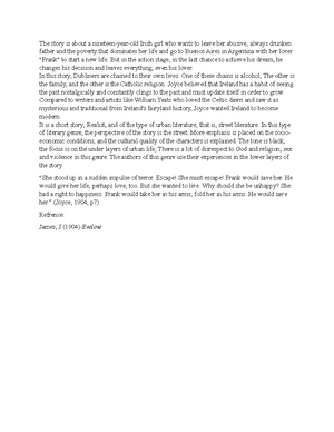 100011940 - Summary - Eveline - Eveline ( Short Story ) By : James ...