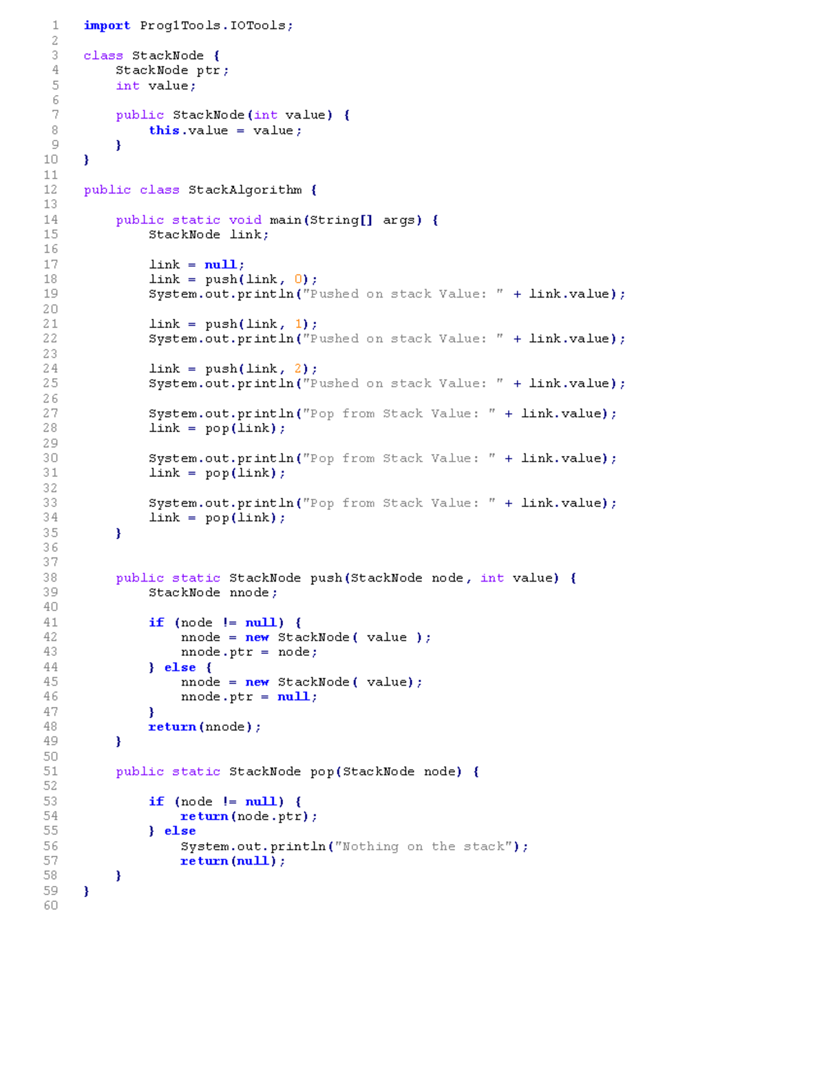 Unit 3 Assignment Stack Assignment Java Code File 1 Import Prog1tools 2 3 Class Stacknode 4