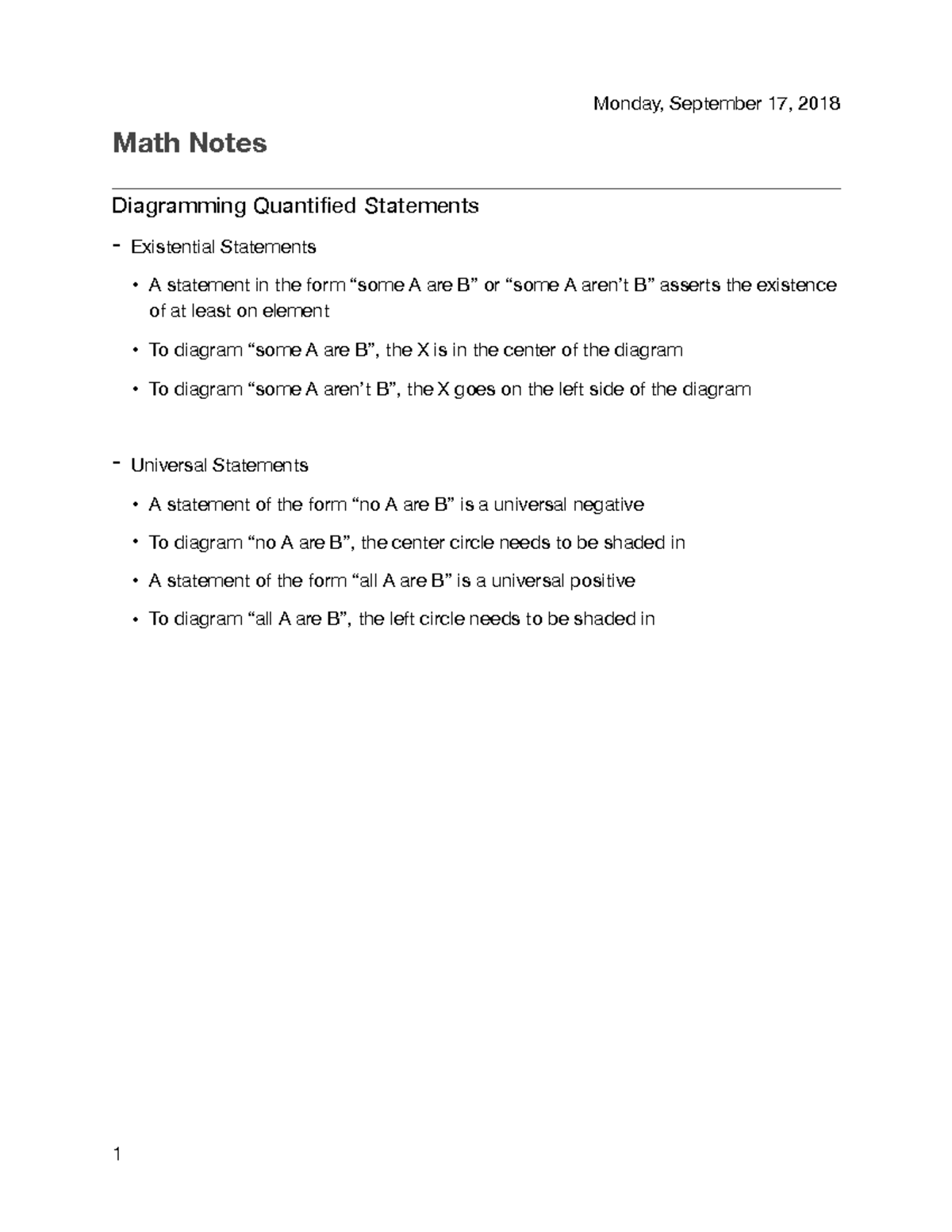 Math Notes-Diagramming Quantified Statements - Monday, September 17 ...
