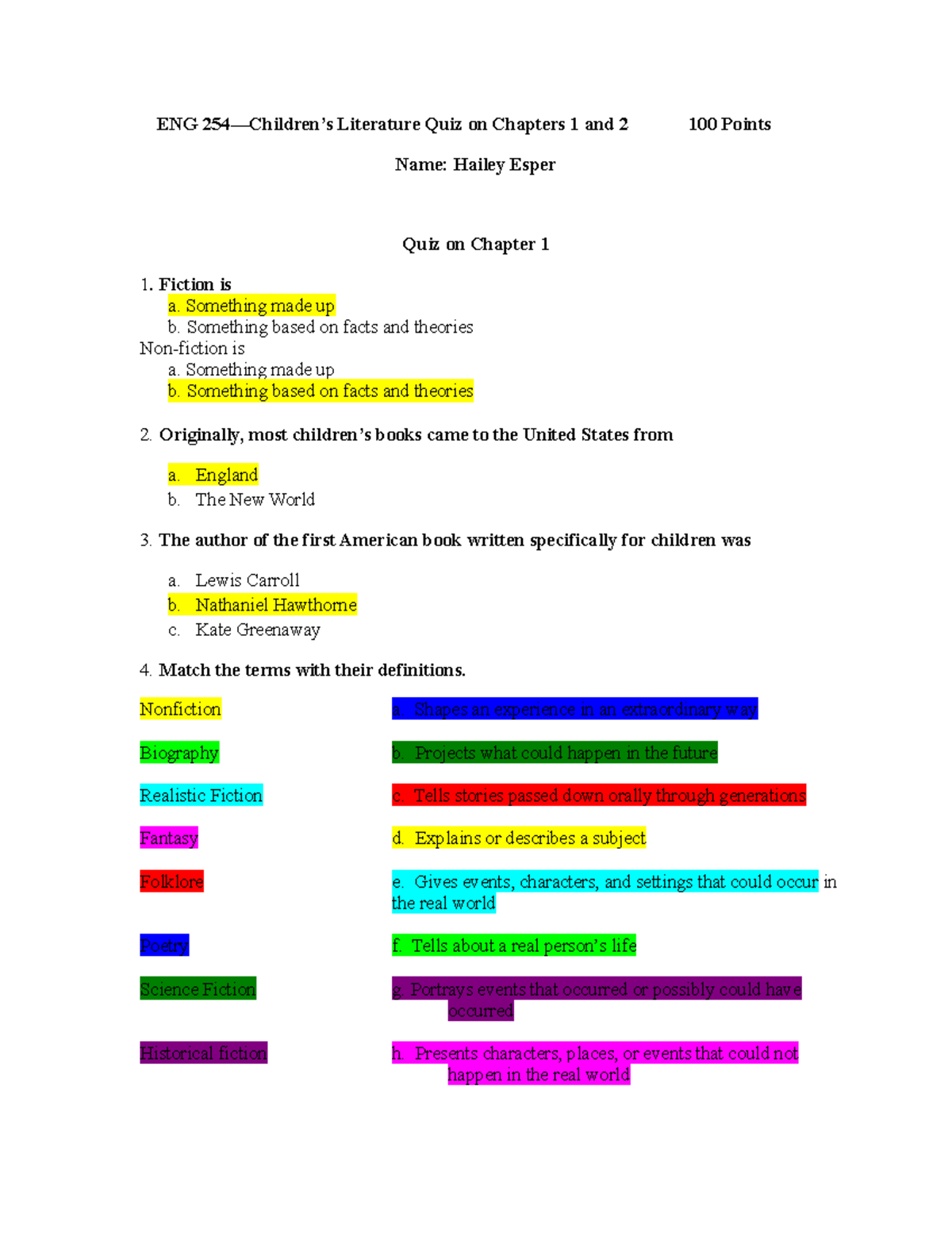 Quiz 1 - Chapters 1 & 2 - ENG-254 - Studocu