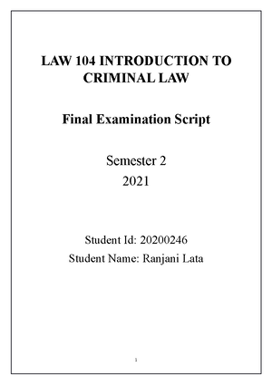 LAW 101 asessment 1 - ASSESSMENT - THE UNIVERSITY OF FIJI LAW 101 ...