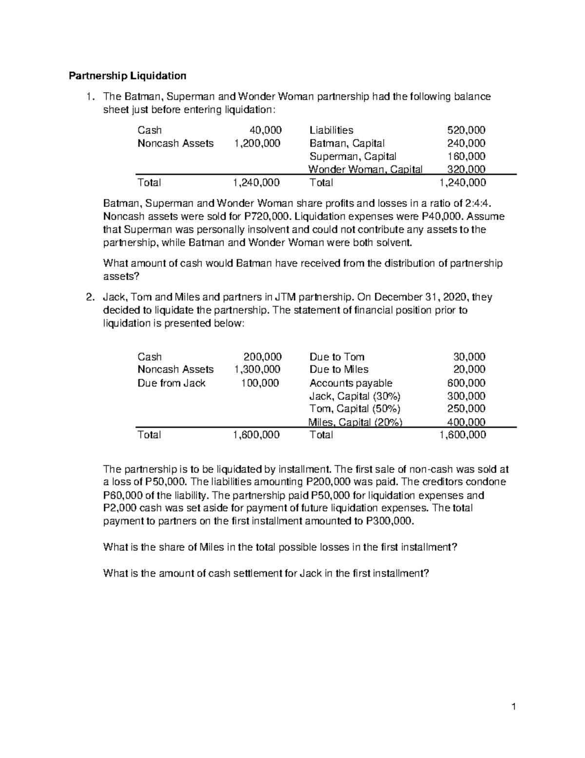 Partnership Liquidation and Corporation - Partnership Liquidation 1 ...