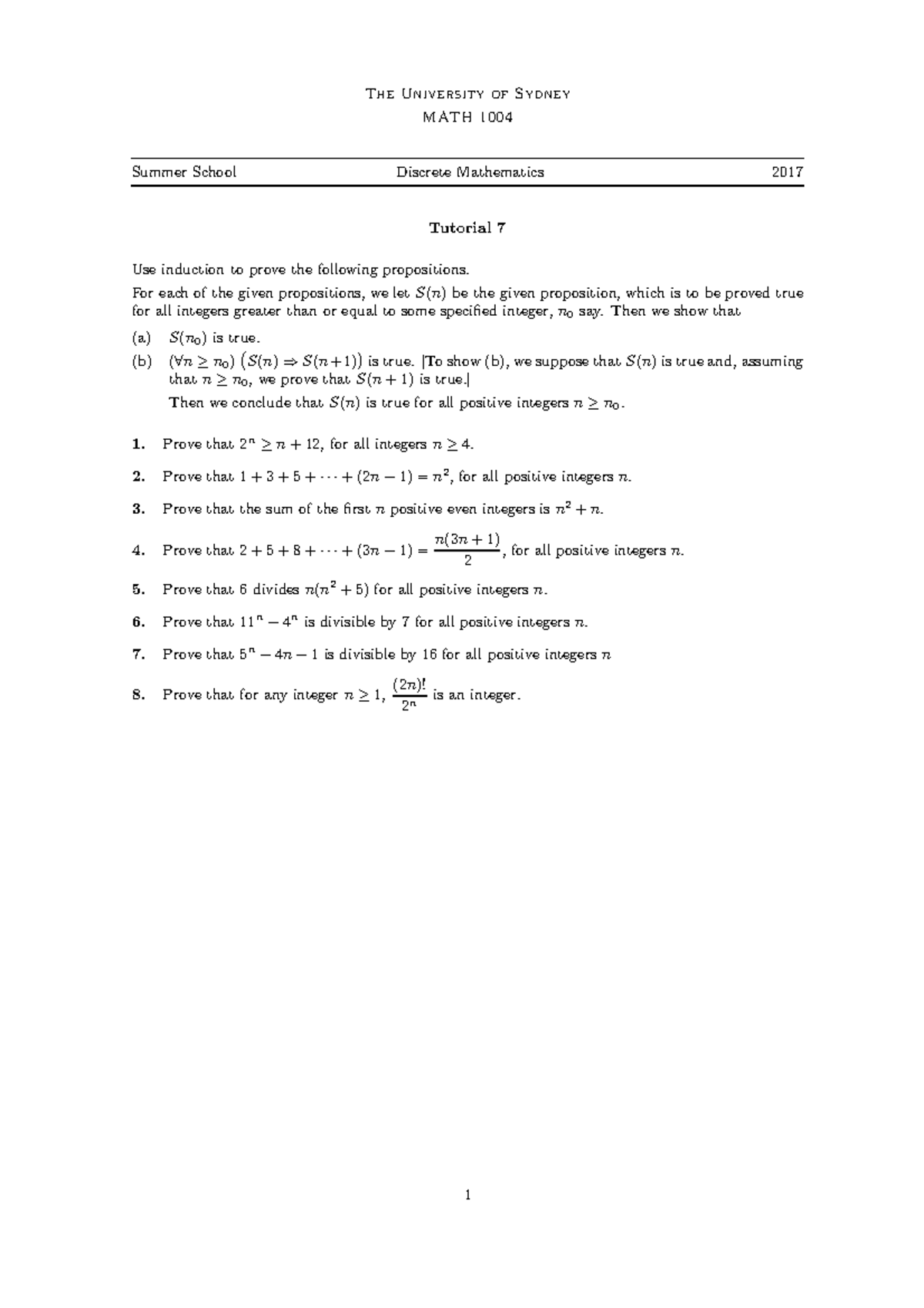 Tut07f - Lecture notes 7 - The University of Sydney MATH 1004 Summer ...