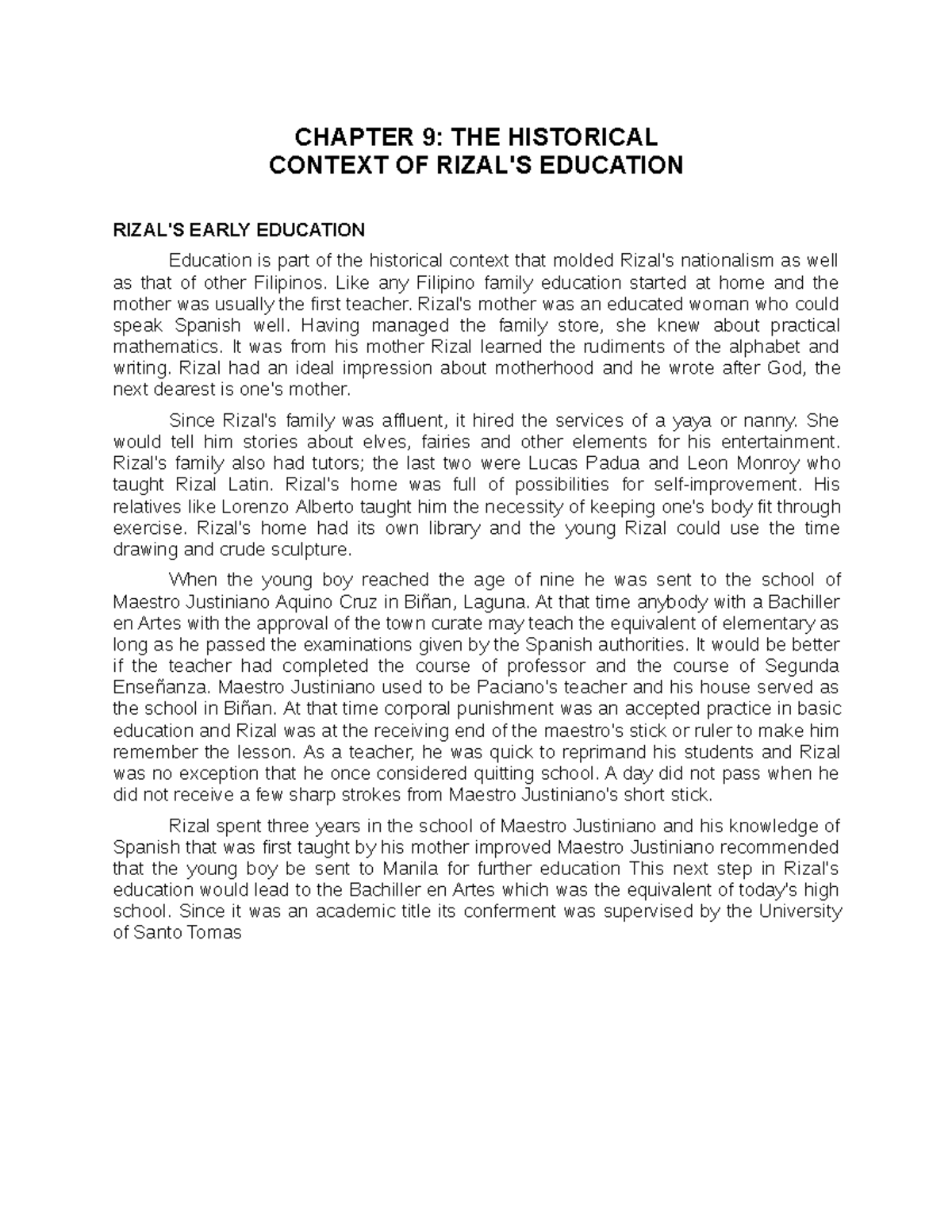 Chapter 9 - Jose Rizal Gregorio F. Zaide - CHAPTER 9: THE HISTORICAL ...