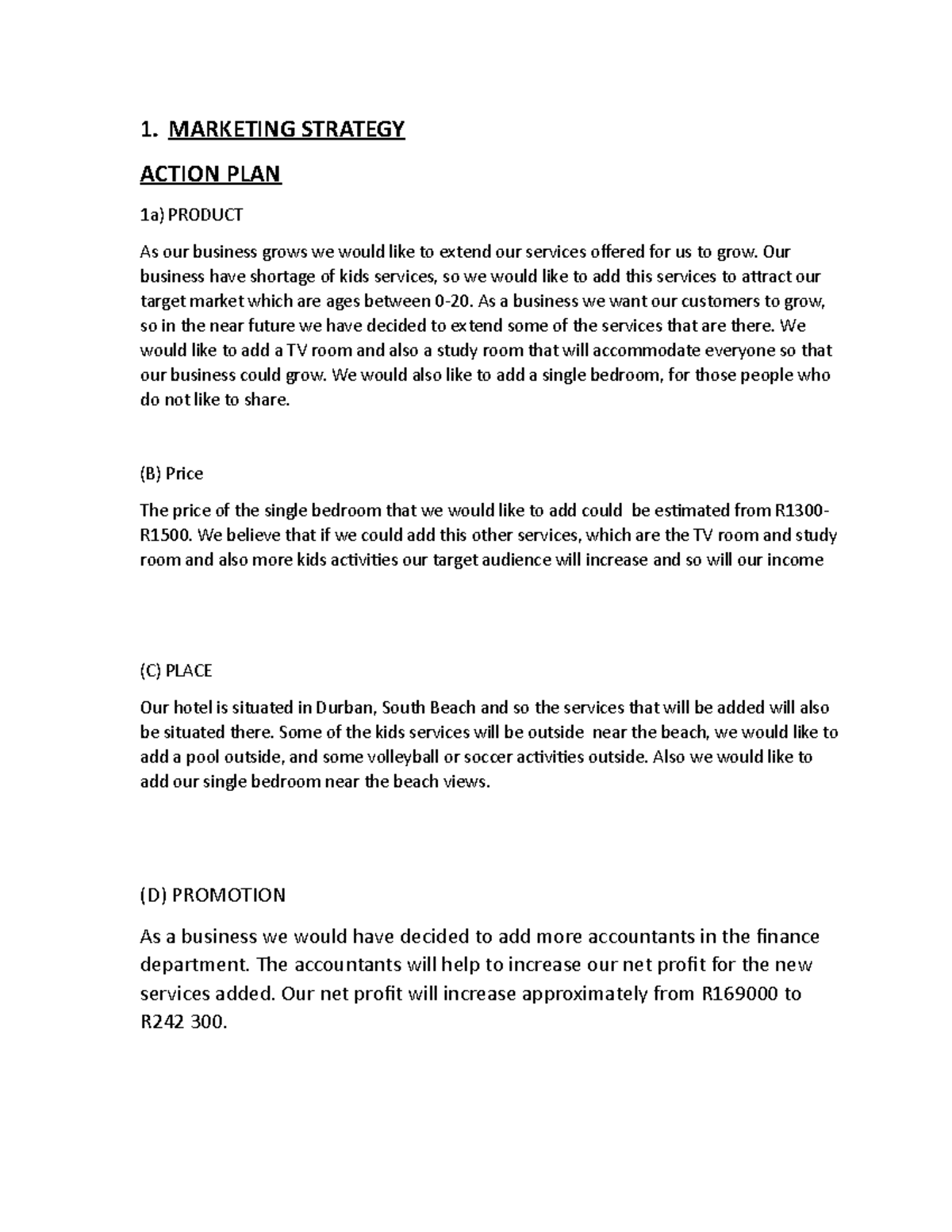 Marketing strategies- action plan - 1. MARKETING STRATEGY ACTION PLAN ...