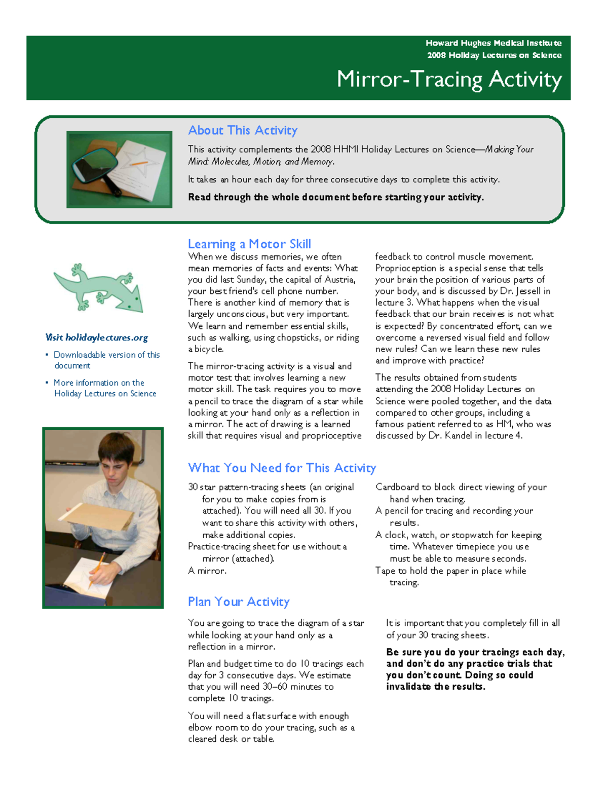 Mirror tracing activity generic - Howard Hughes Medical Institute 2008 ...
