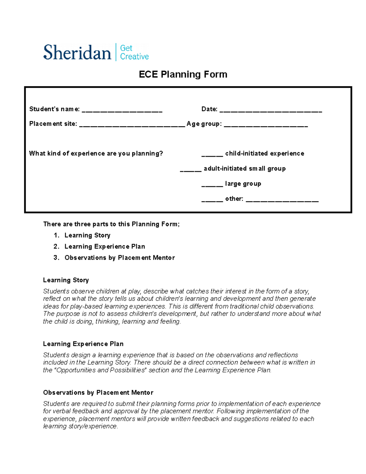 ECE Planning Form - Introduces students to research ethics and ...