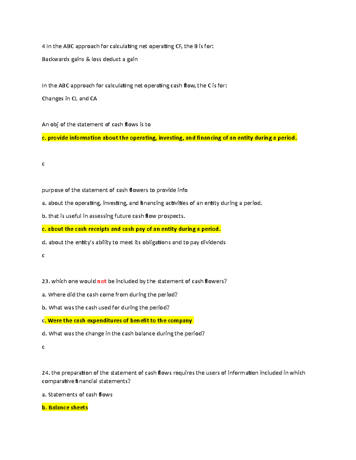 Multiple choice SC flows - 4 In the ABC approach for calculaing net ...
