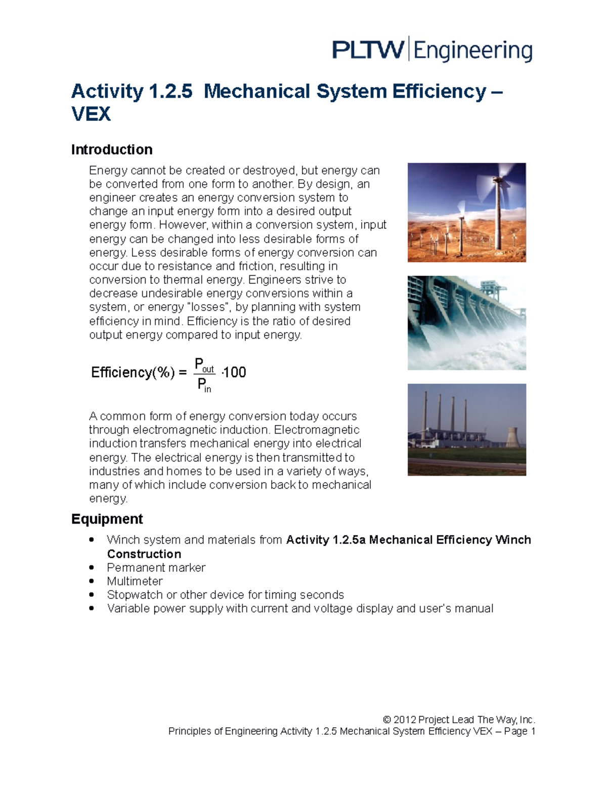 1.2.5.A.VEX Mechanical System Efficiency - Activity 1.2 Mechanical System Efficiency – VEX - Studocu