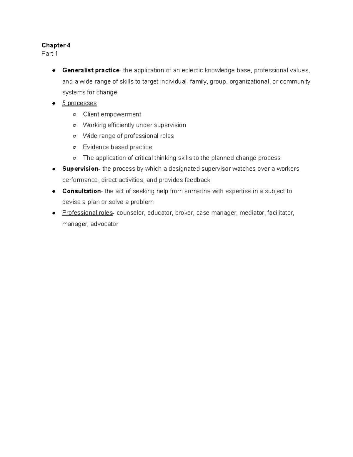 Chapter 4 part 1 - Chapter 4 Part 1 Generalist practice - the ...