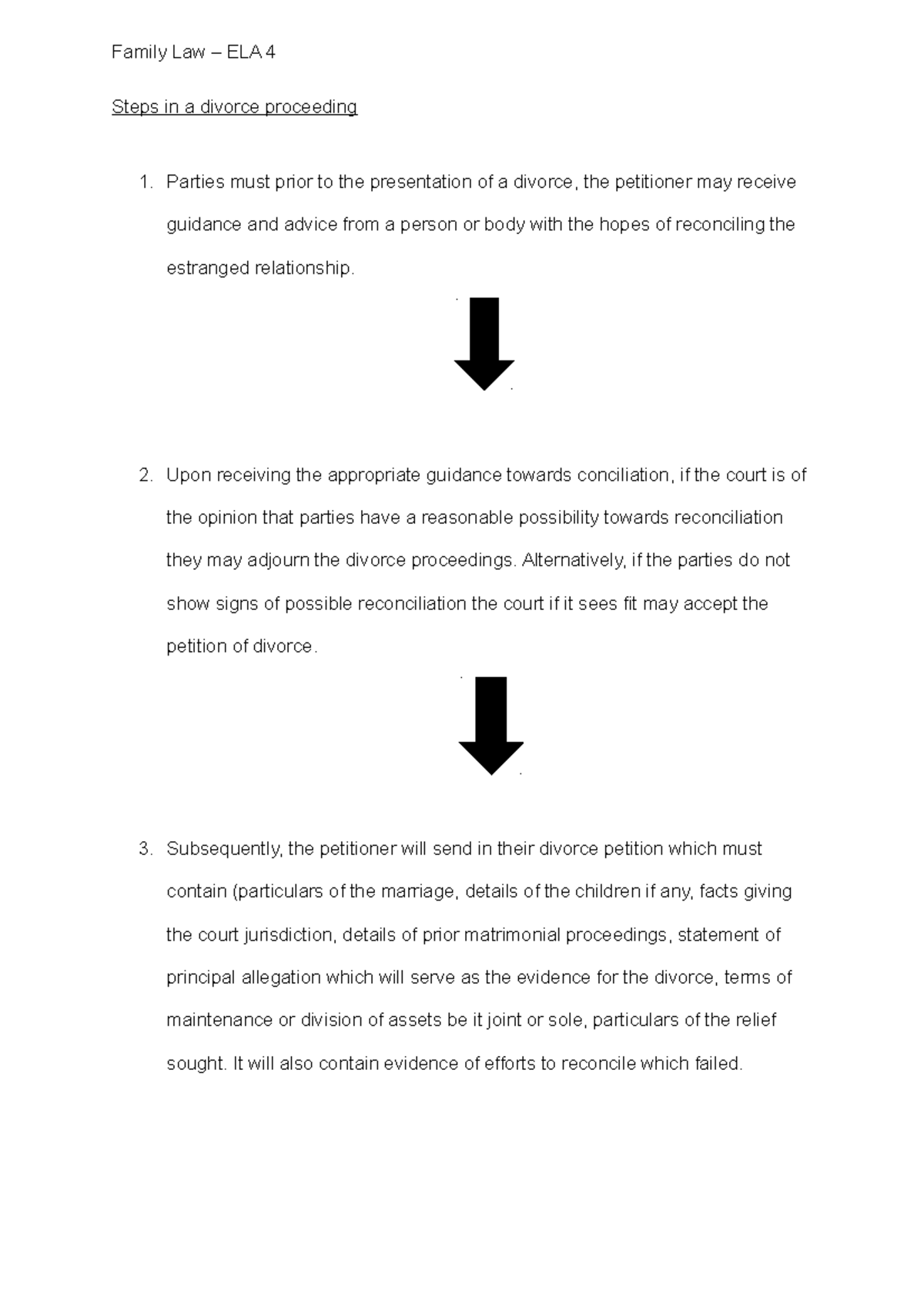 Family Law - chronology of divorce - Family Law – ELA 4 Steps in a ...
