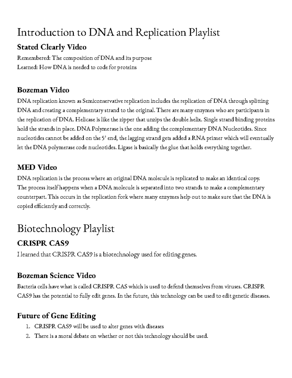 - U6 Notebook Images - Introduction to DNA and Replication Playlist ...