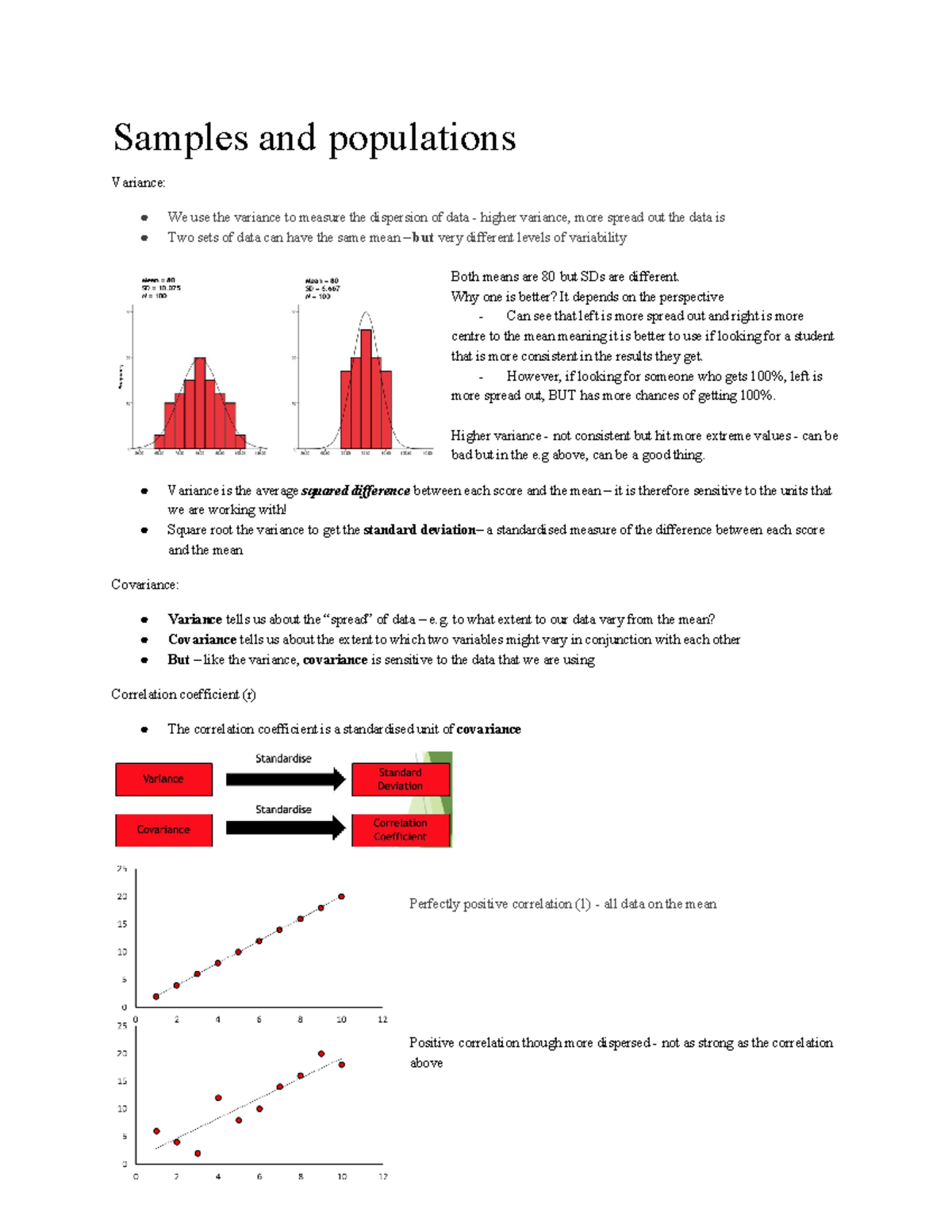 Samples and populations - Samples and populations Variance: We use the variance to measure the ...