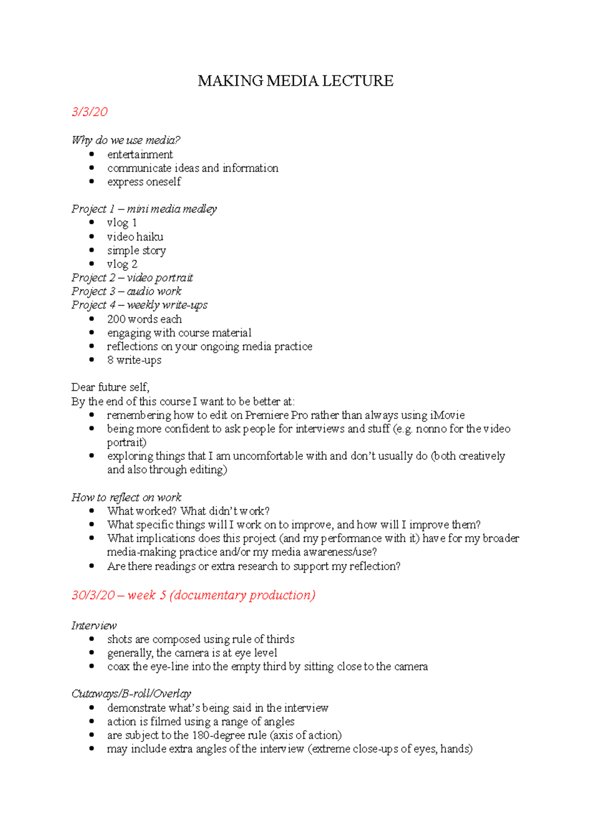 Making Media Lecture - MAKING MEDIA LECTURE Why do we use media ...