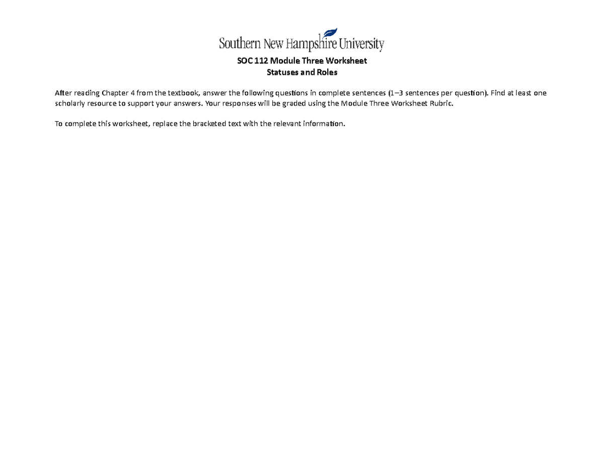 SOC 112 Module Three Worksheet 5-10-22 - Copy - SOC 112 Module Three ...