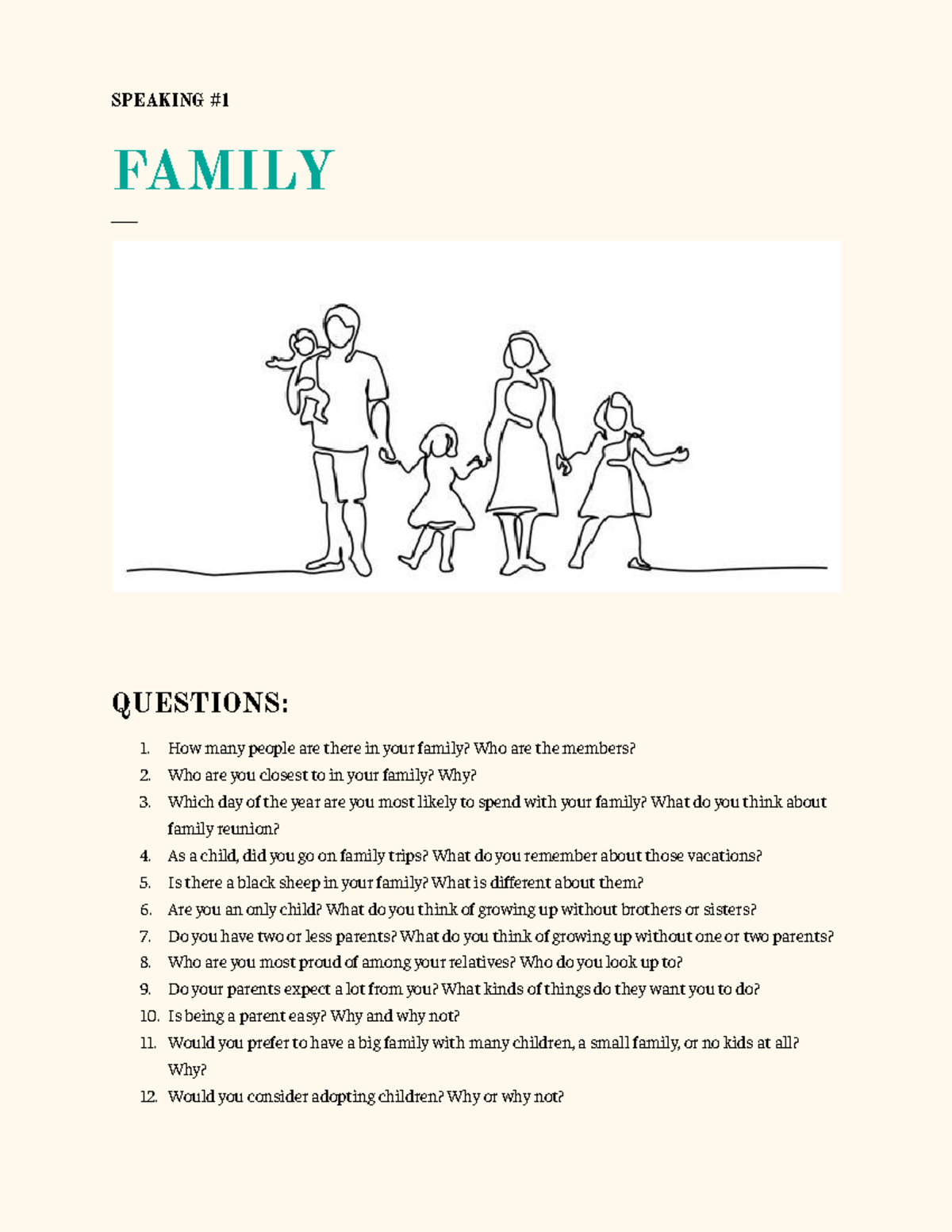 SP1: Family - gsnwnsjs nf ta - SPEAKING FAMILY ___ QUESTIONS: How many ...