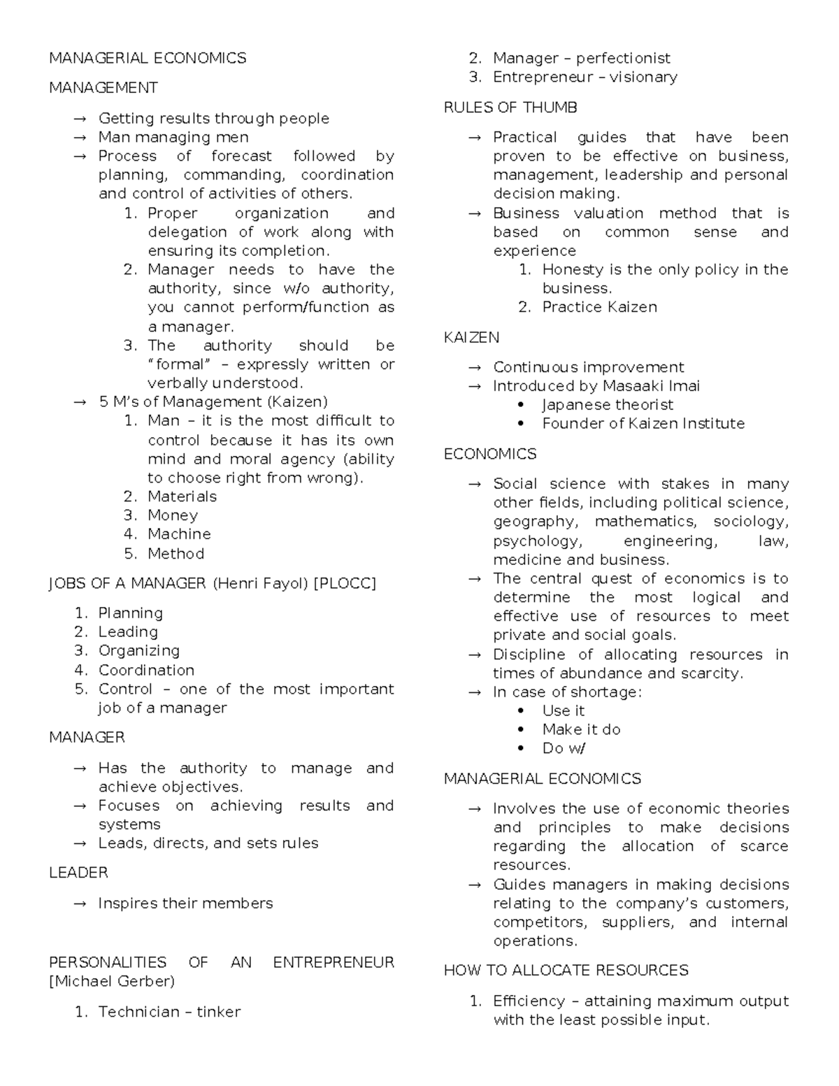 Managerial Economics notes - MANAGERIAL ECONOMICS MANAGEMENT Getting ...