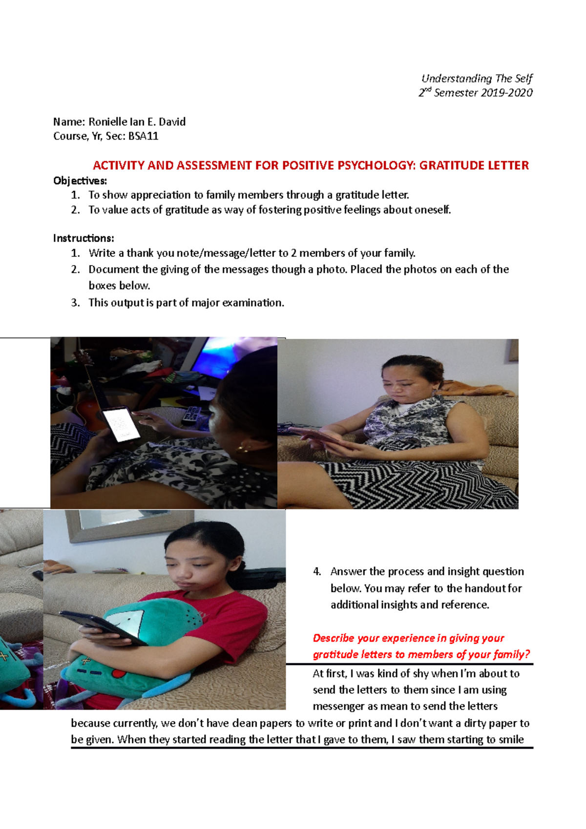 Positive Psychology - Gratitude - Understanding The Self 2 nd Semester ...