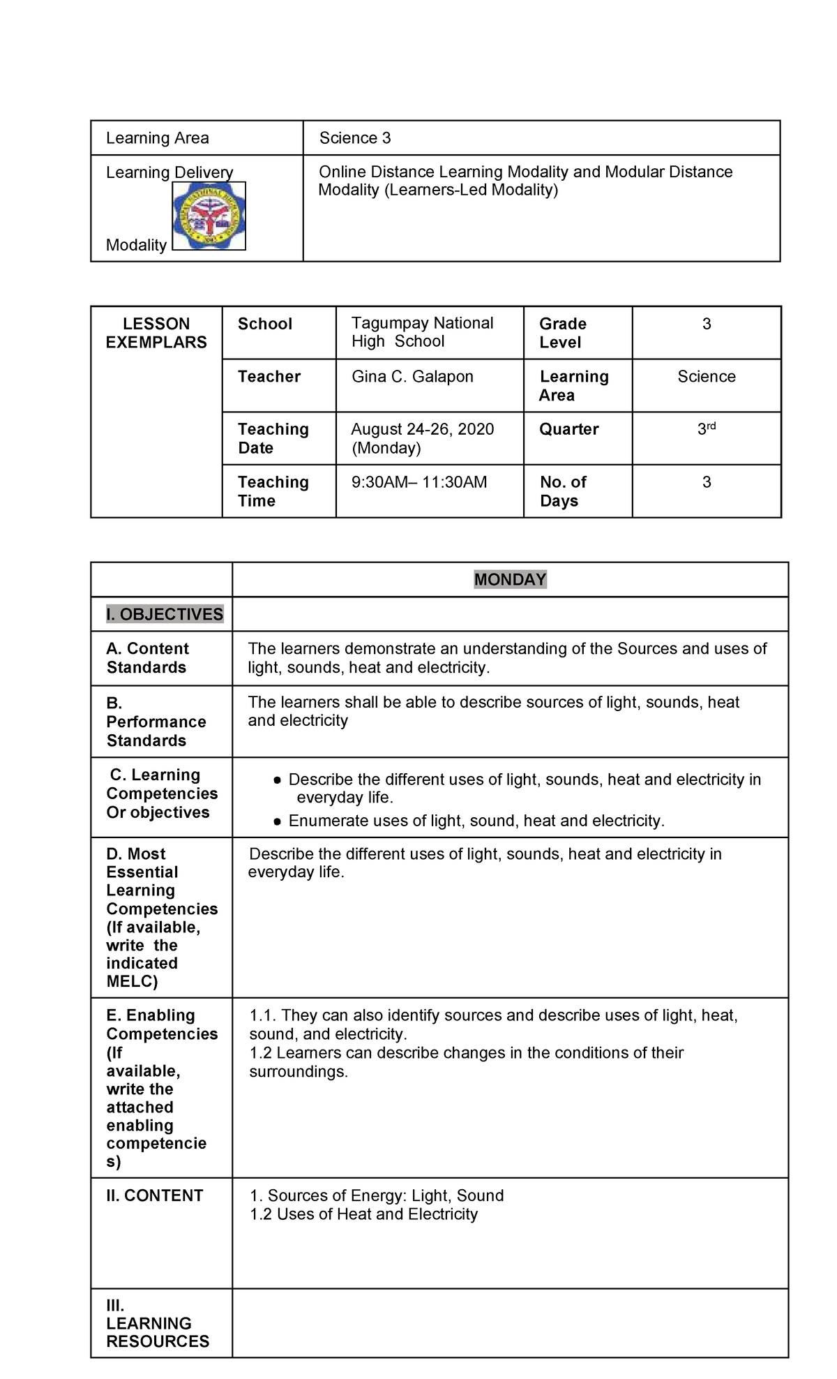 Lesson-Sunflower-team-Final 2 - Learning Area Science 3 Learning ...