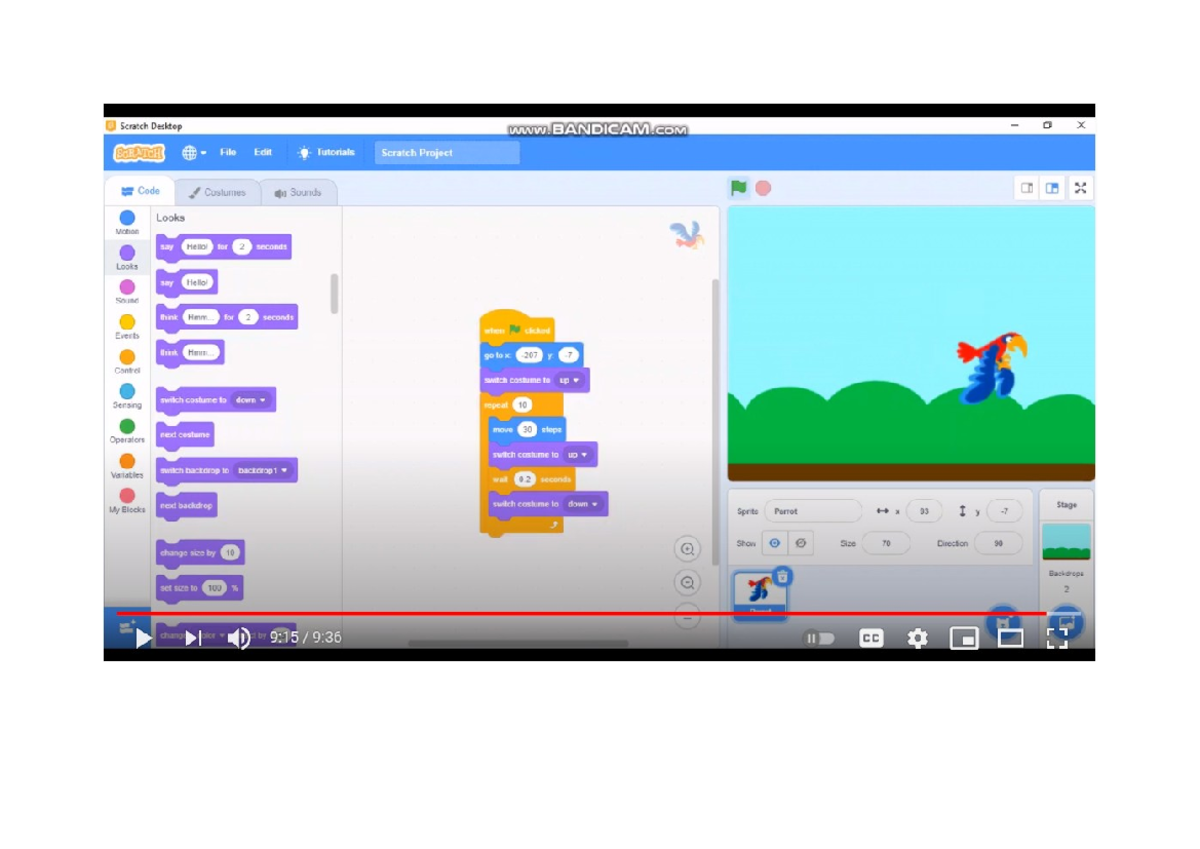 Parrot scratch - Scratch Desktop BANDICAM X SCRATCH File Edit Tutorials ...