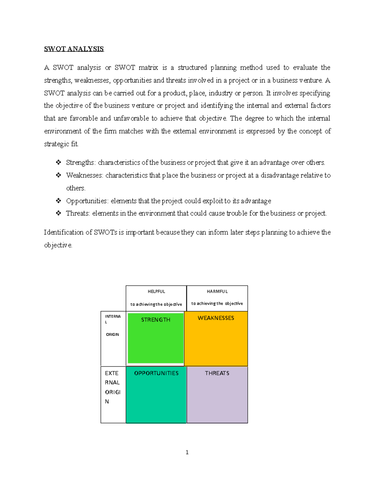 Produa SWOT Analysis of EFE - Business Administration (Hons ...