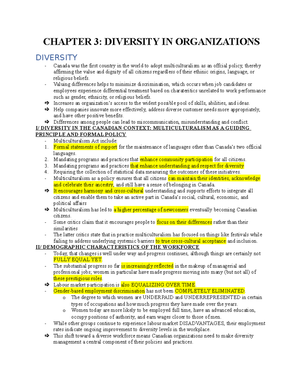 Chapter 3 - Organization and behaviour - CHAPTER 3: DIVERSITY IN ...